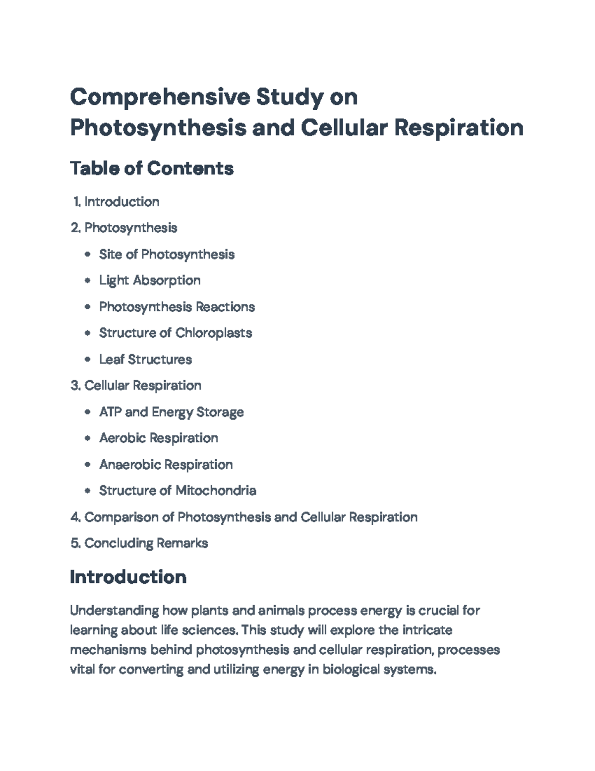 BIOL 101: Photosynthesis & Cellular Respiration Study Guide - Studocu