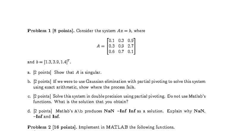A2nop1 - Solutions to Linear Algebra Problems and MATLAB Functions ...