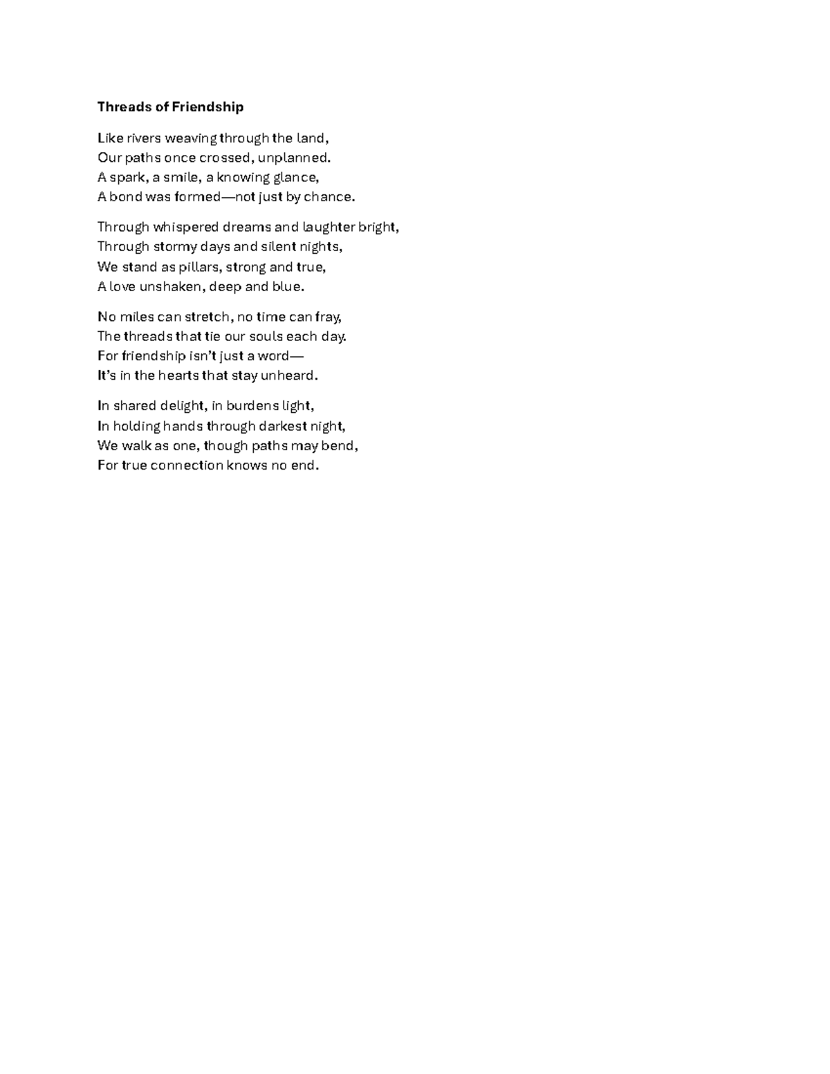 Poem about friendship and connection - Threads of Friendship Like ...