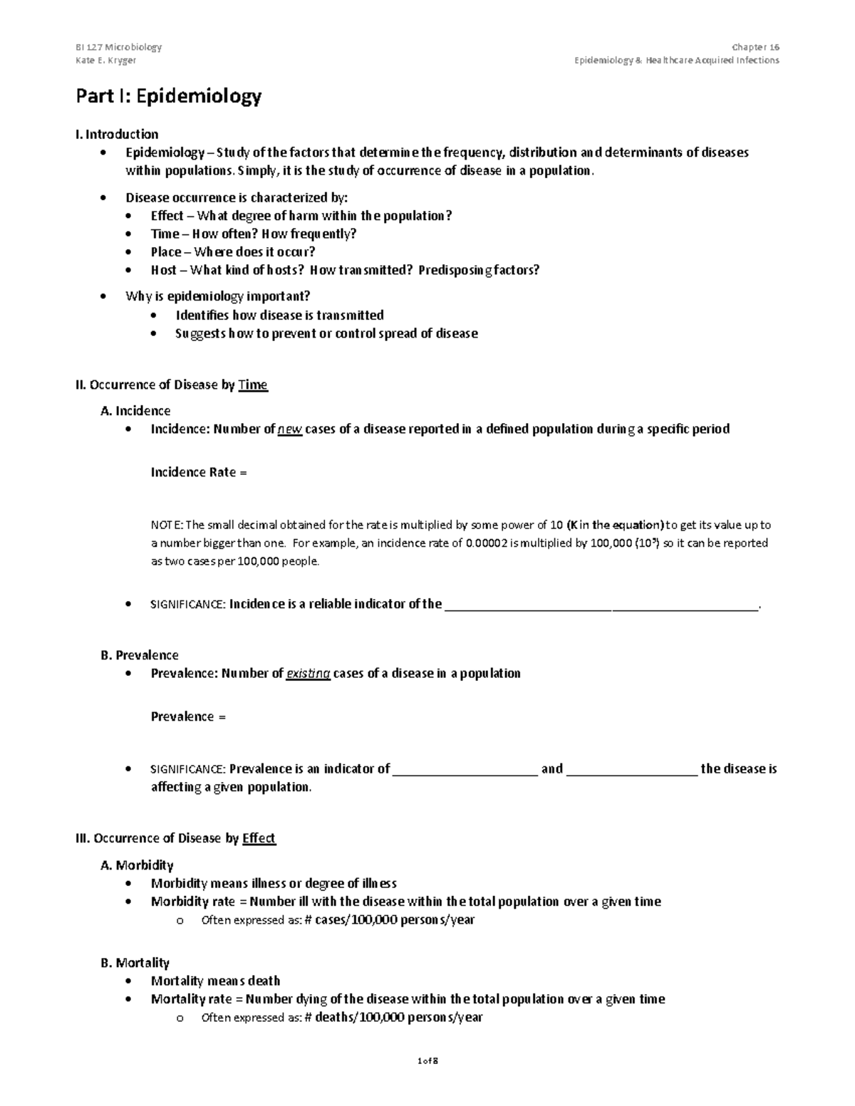 BI 127 Microbiology: Chapter 16 - Epidemiology & Nosocomial Infections ...