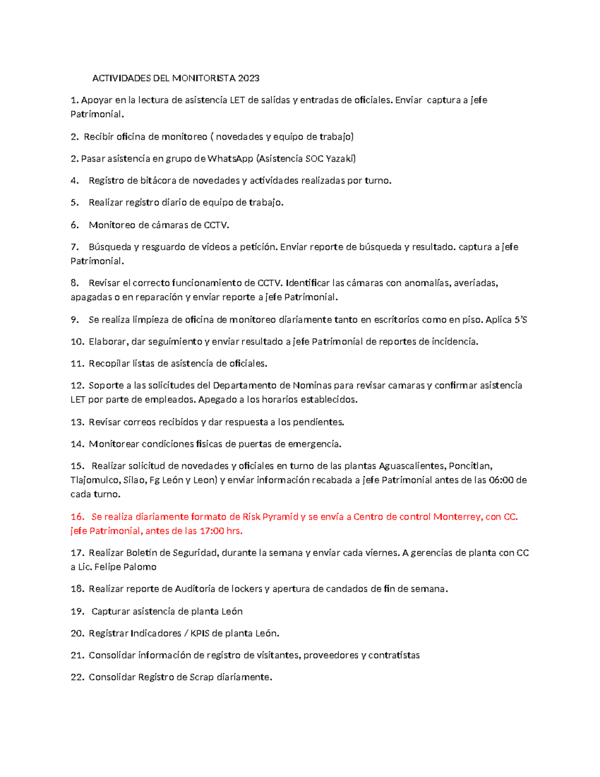 Actividades del Monitorista 2023: Registro y Monitoreo de Asistencia ...