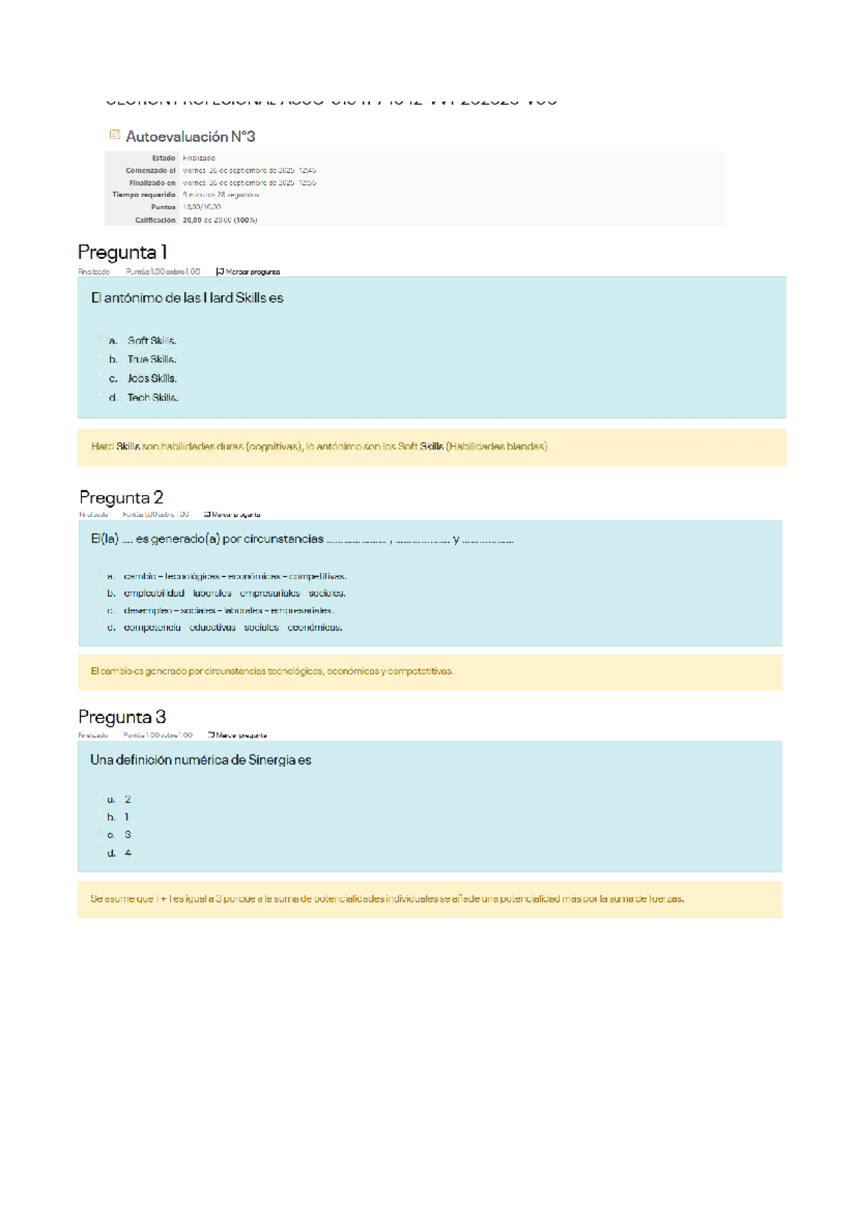 Autoevaluación 3: Gestión Profesional - Resultados y Respuestas - Studocu