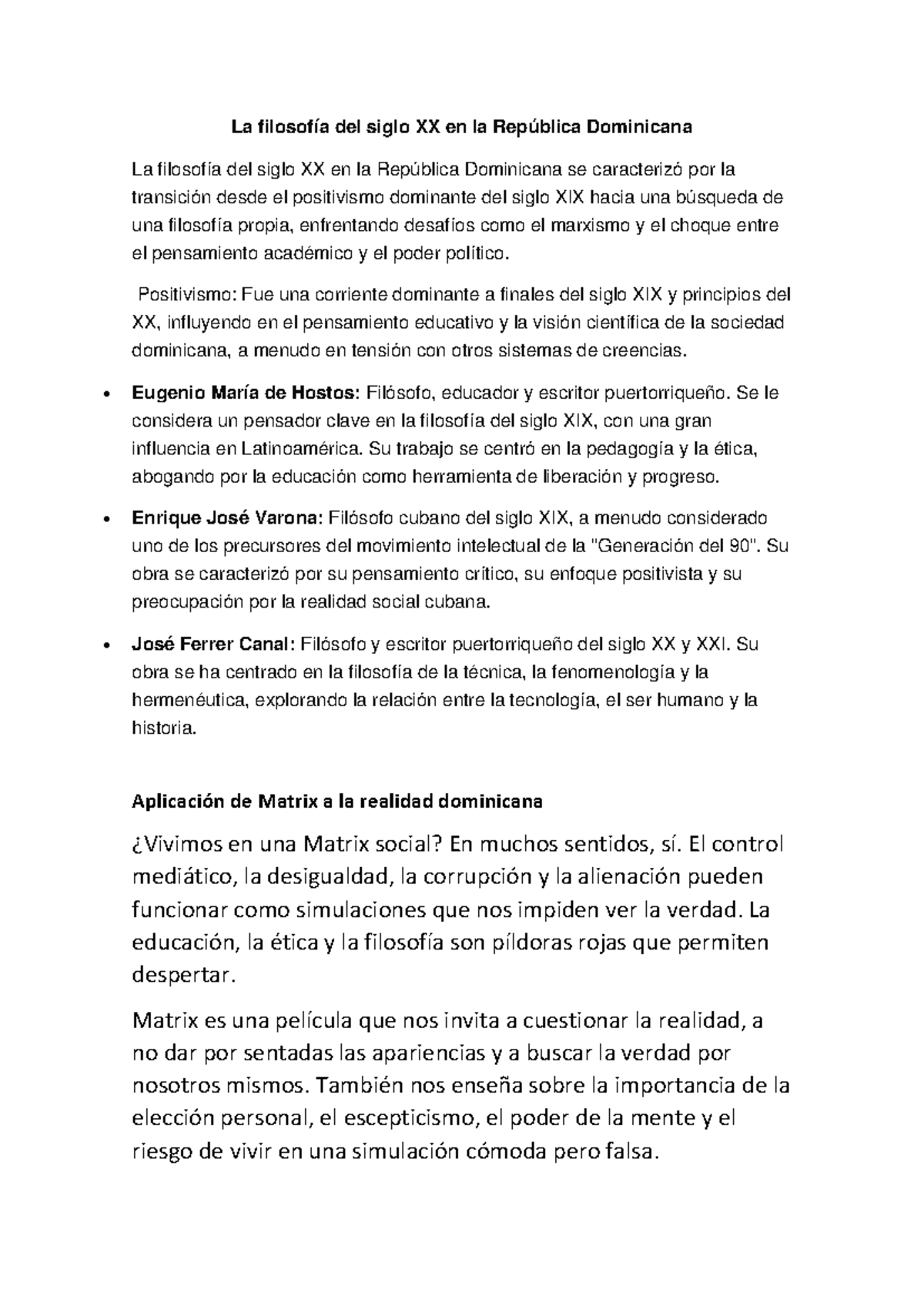 Filosofía del Siglo XX en RD: Desafíos y Reflexiones - Studocu