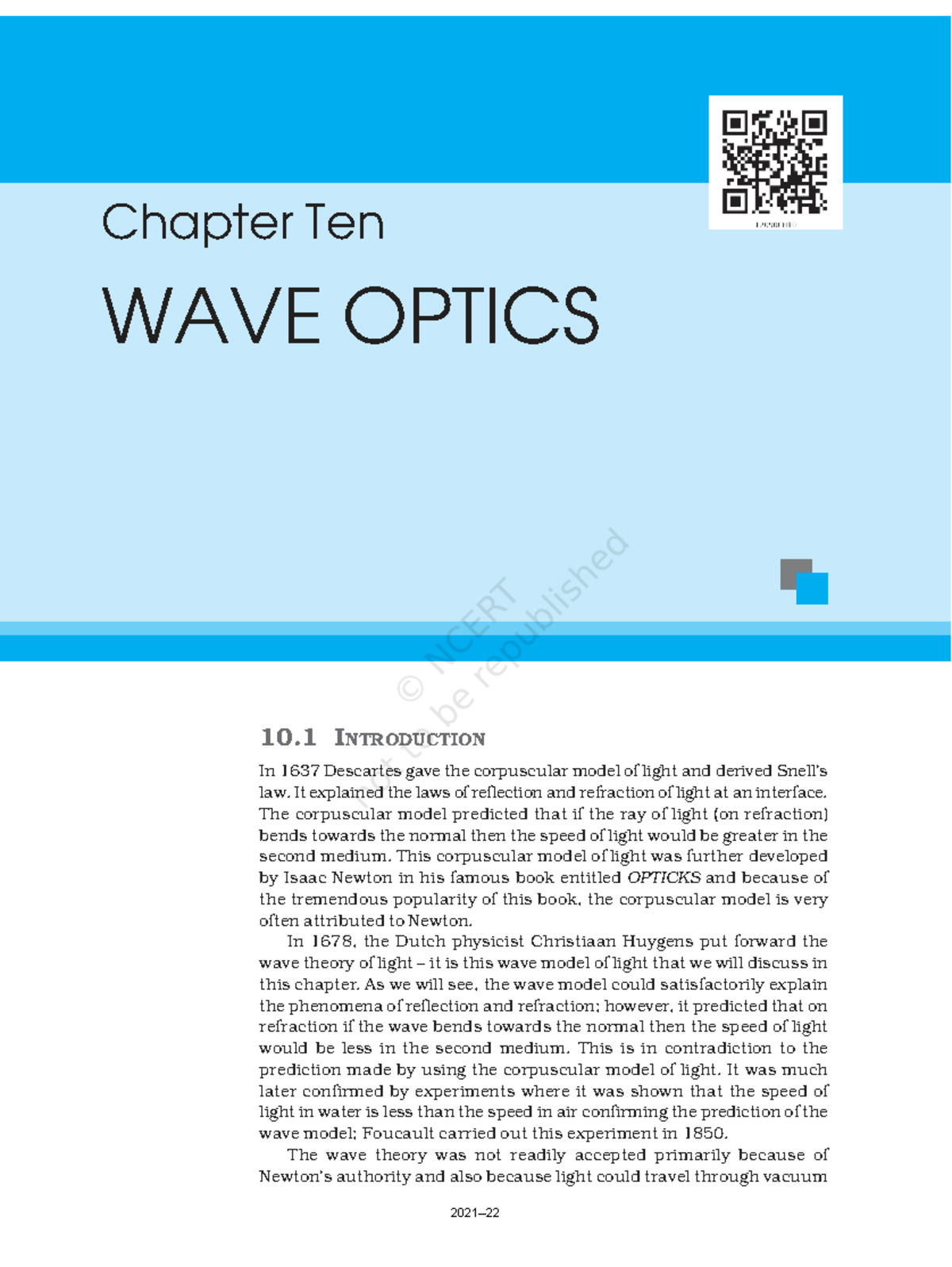 Wave Optics: Chapter 10 - Reflection, Refraction, and Interference ...