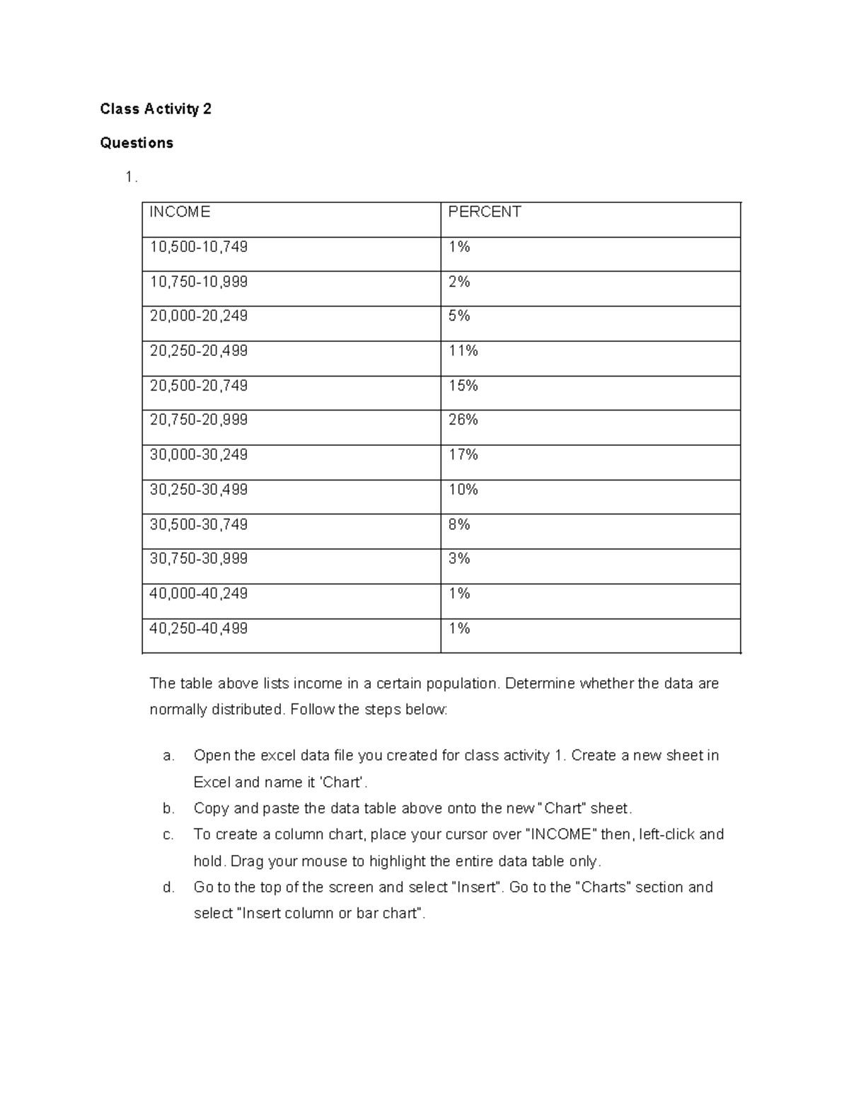 In-Class Activity 3: Analyzing Income Distribution Data - Studocu