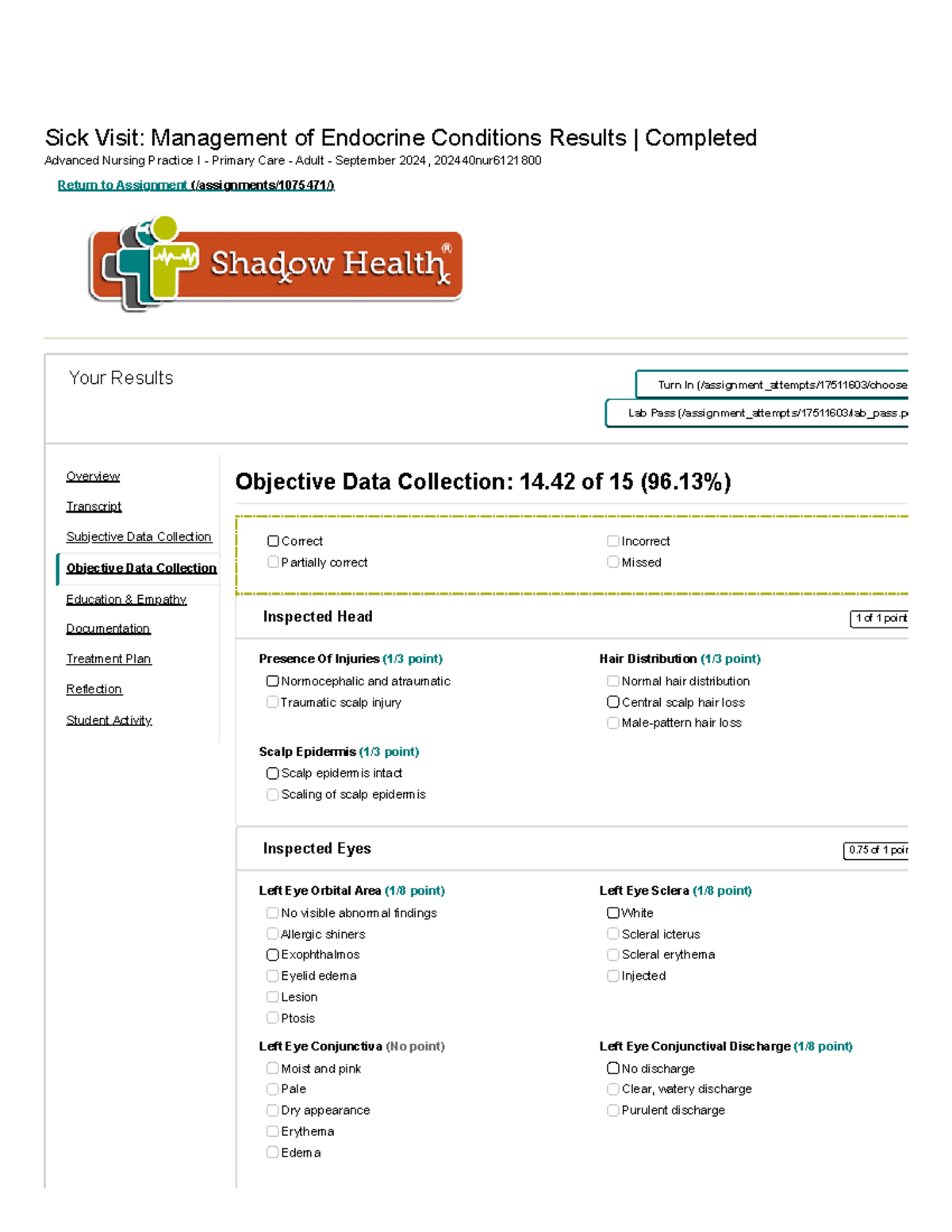Advanced Nursing Practice I - Objective Data for Endocrine Conditions ...