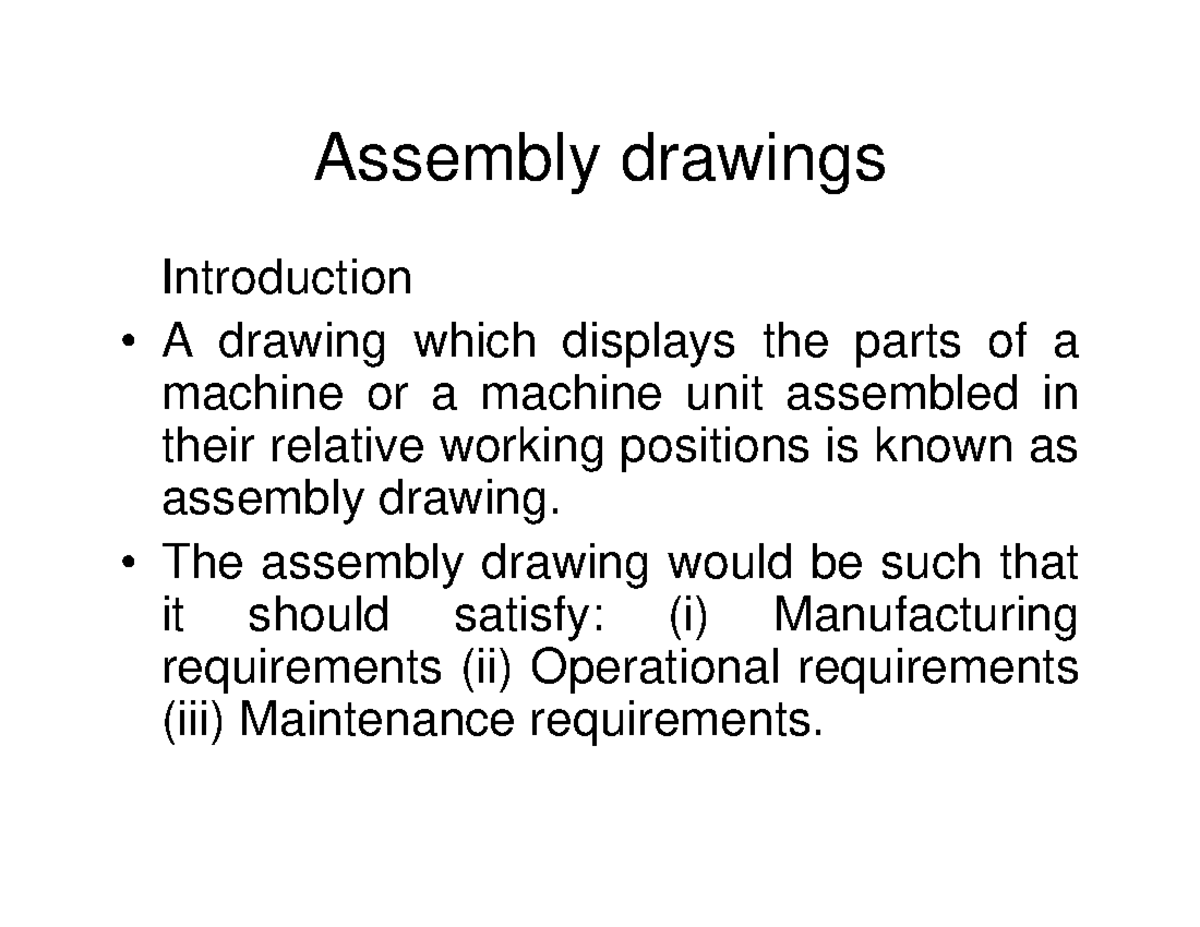 Assembly Drawings: Essential Notes and Guidelines for Engineers - Studocu