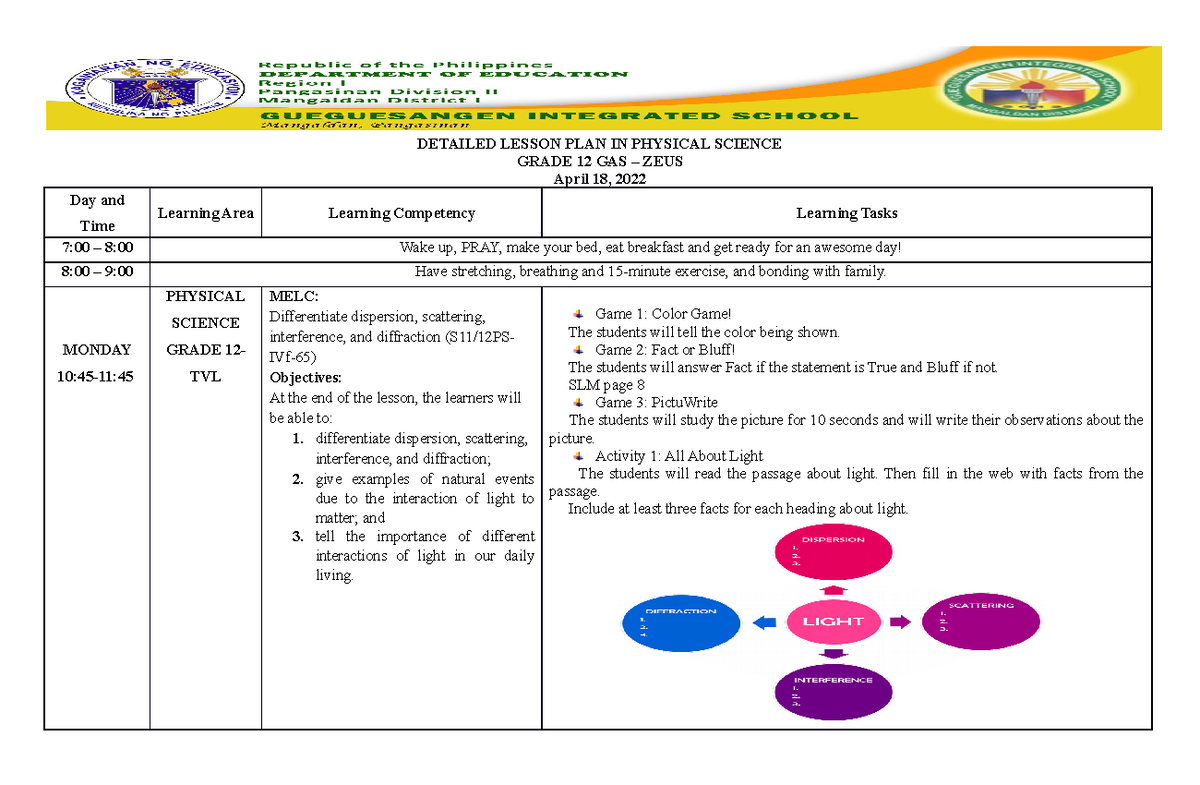 Detailed Lesson Plan in Physical Science (DLP) for Grade 12 - 2022 ...