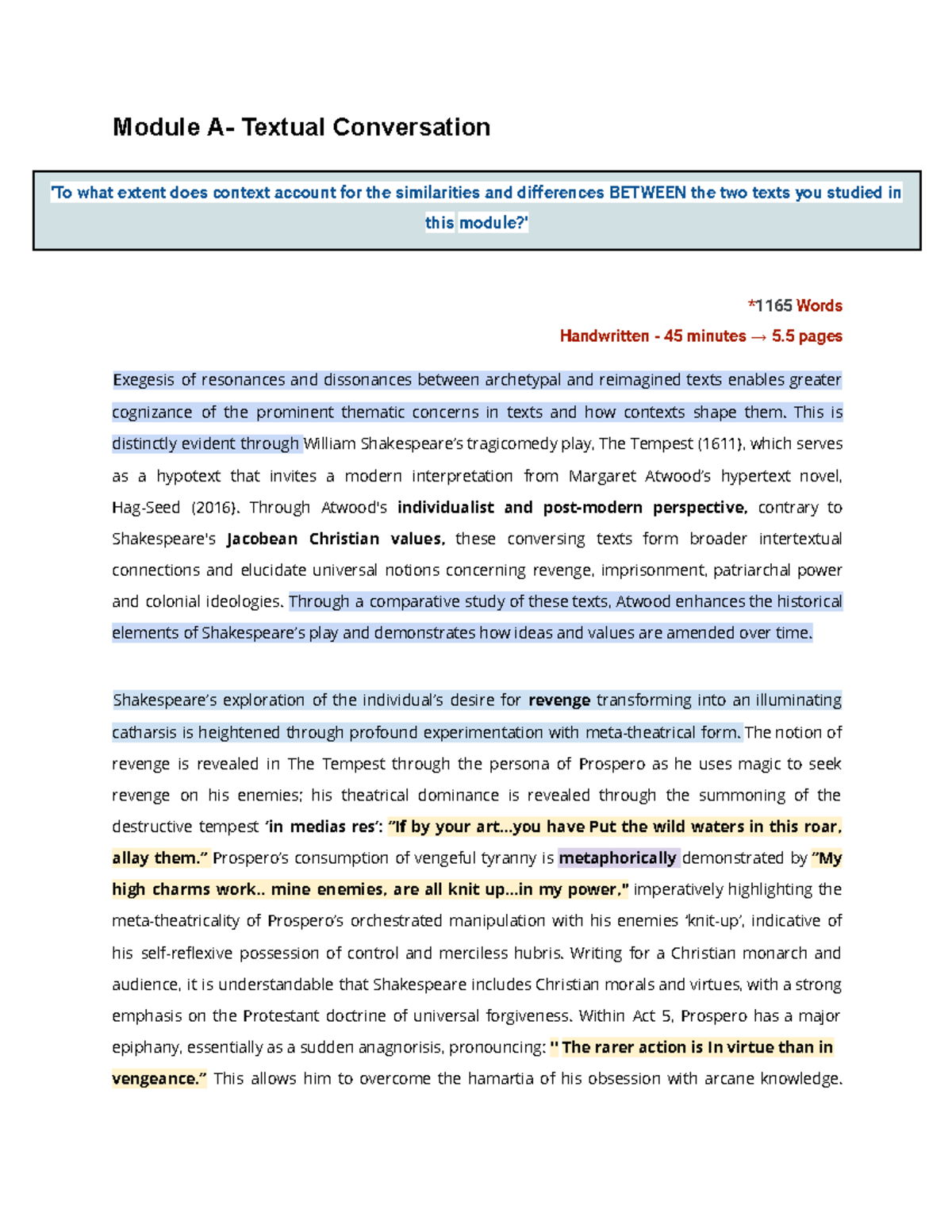 HSC Module C: Textual Conversations - Contextual Analysis of The ...