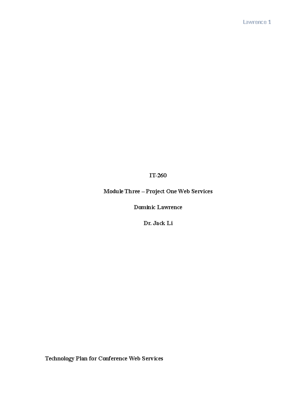 IT 260 M3 Project 1: Technology Plan for Conference Web Services - Studocu
