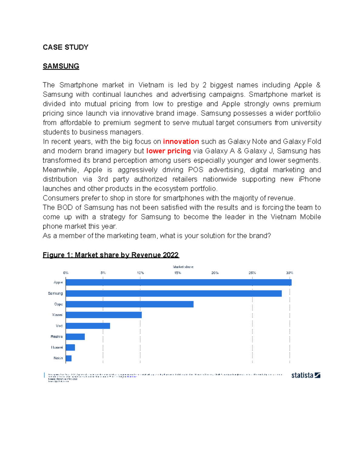 CASE Study - Samsung's Market Strategy for Vietnam (MBC Course) - Studocu