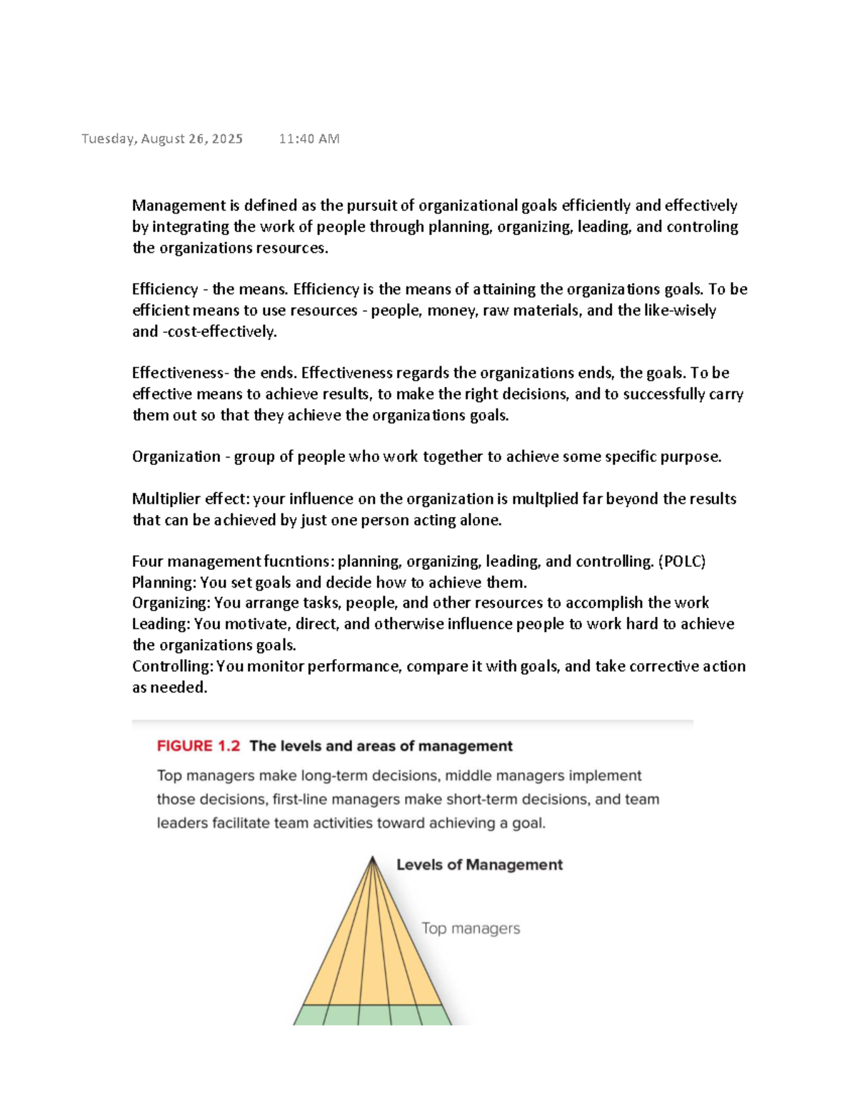 Management Functions and Skills Overview (Course Code: MGT101) - Studocu