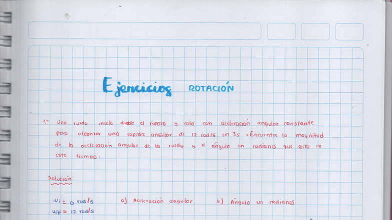 Ejercicios en Clase: Rotación y Aceleración Angular (Física) - Studocu