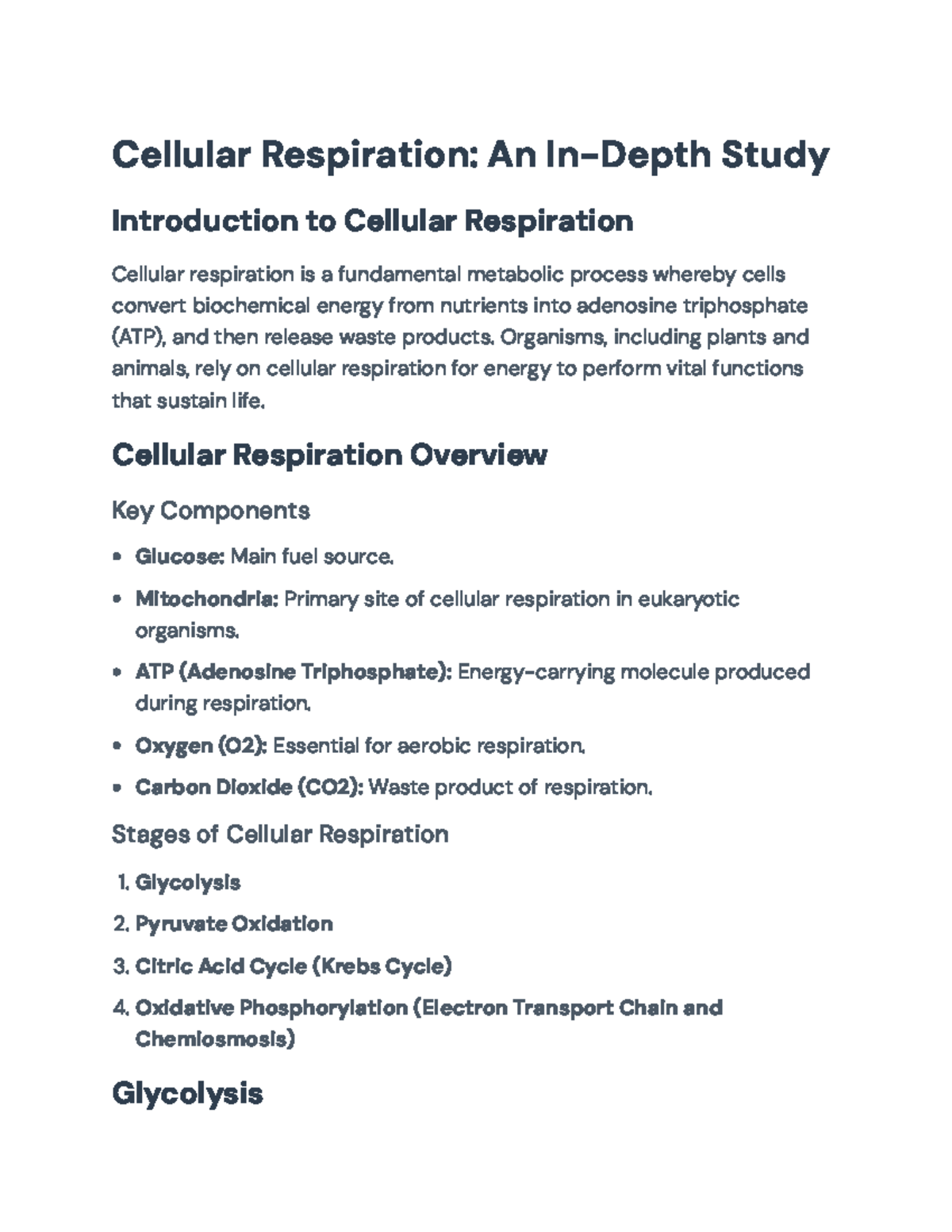 Cellular Respiration: Mechanisms, Stages, and Energy Production ...