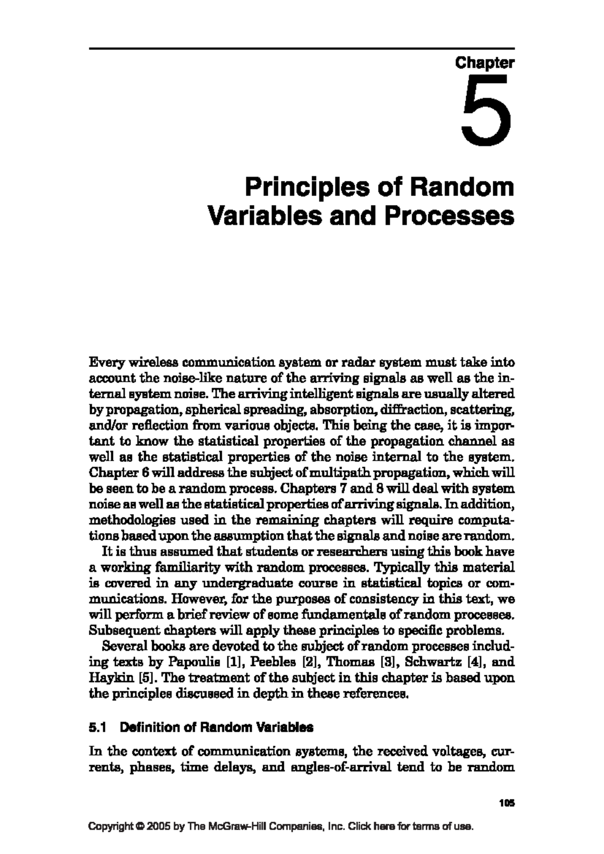 Chapter 5: Principles of Random Variables and Processes in Wireless ...