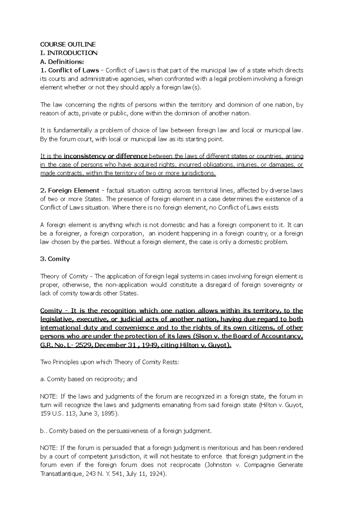 PRIL 2529: Comity and Conflict of Laws in Private International Law ...