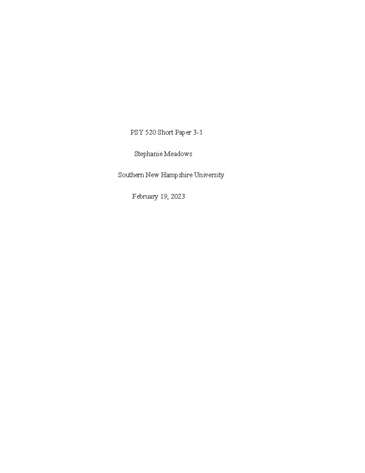 PSY 520 Short Paper 3-1: Understanding Statistical Significance - Studocu