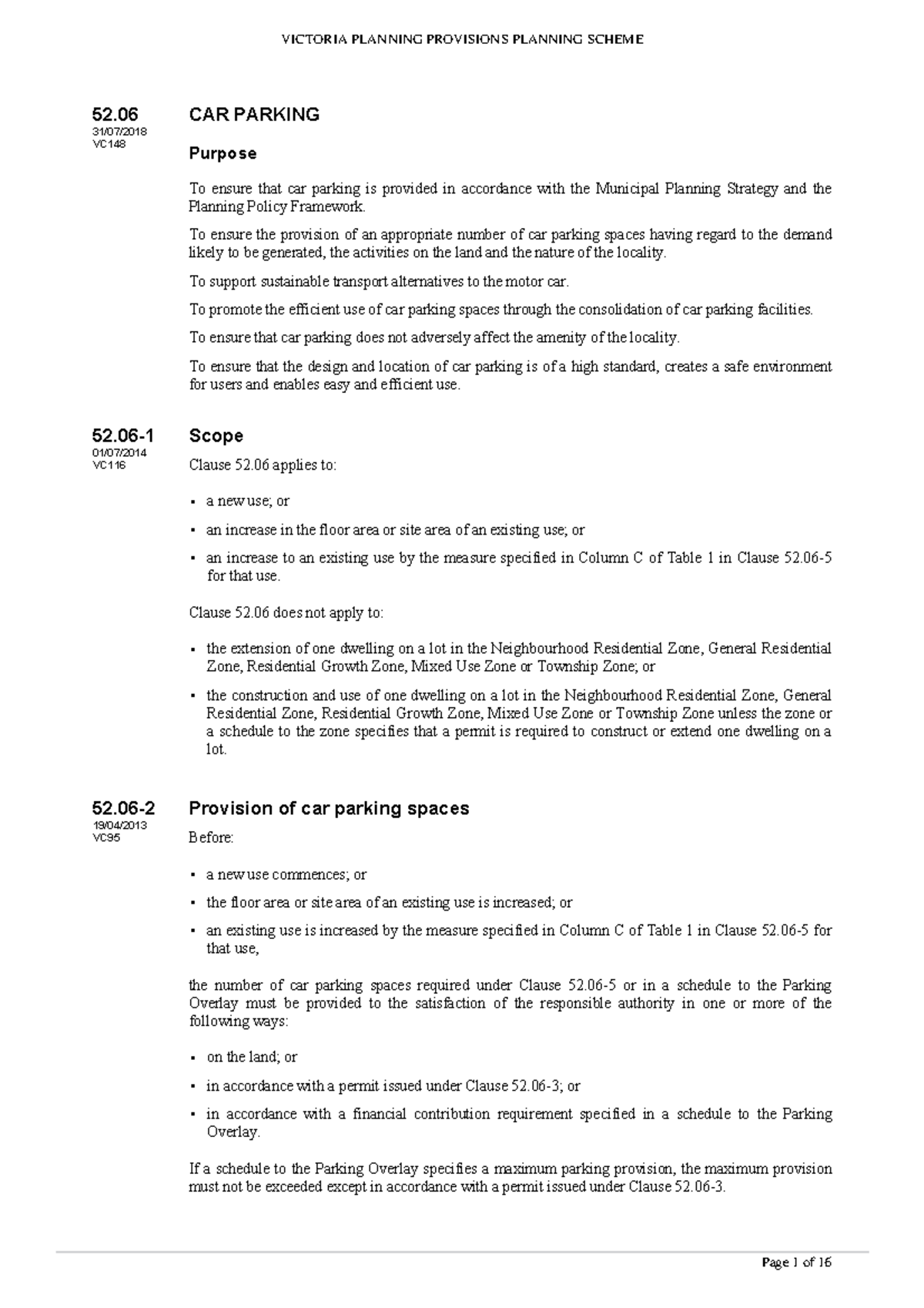 Victoria Planning Provisions - 52.06 Car Parking Guidelines - Studocu
