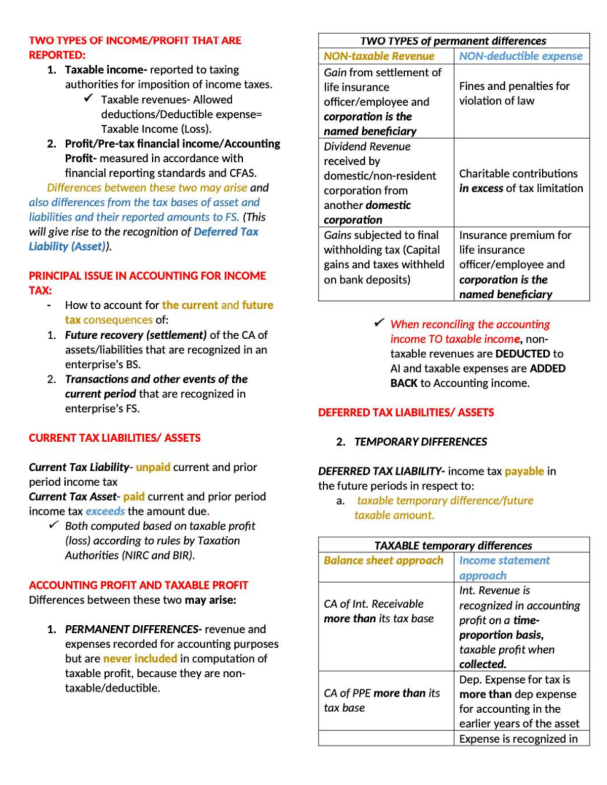 Accounting for Income Tax: Permanent and Temporary Differences (Acctg ...
