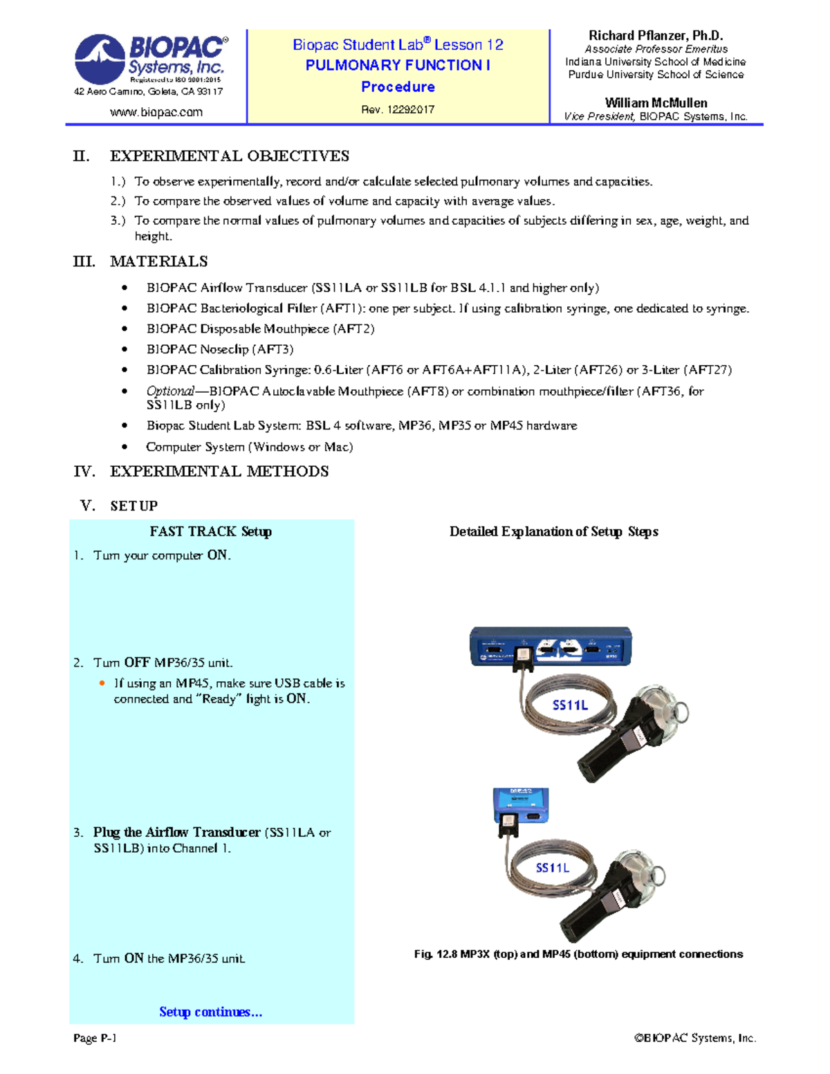 Lab L12 - Pulmonary Function I Procedures & Analysis Guide - Studocu