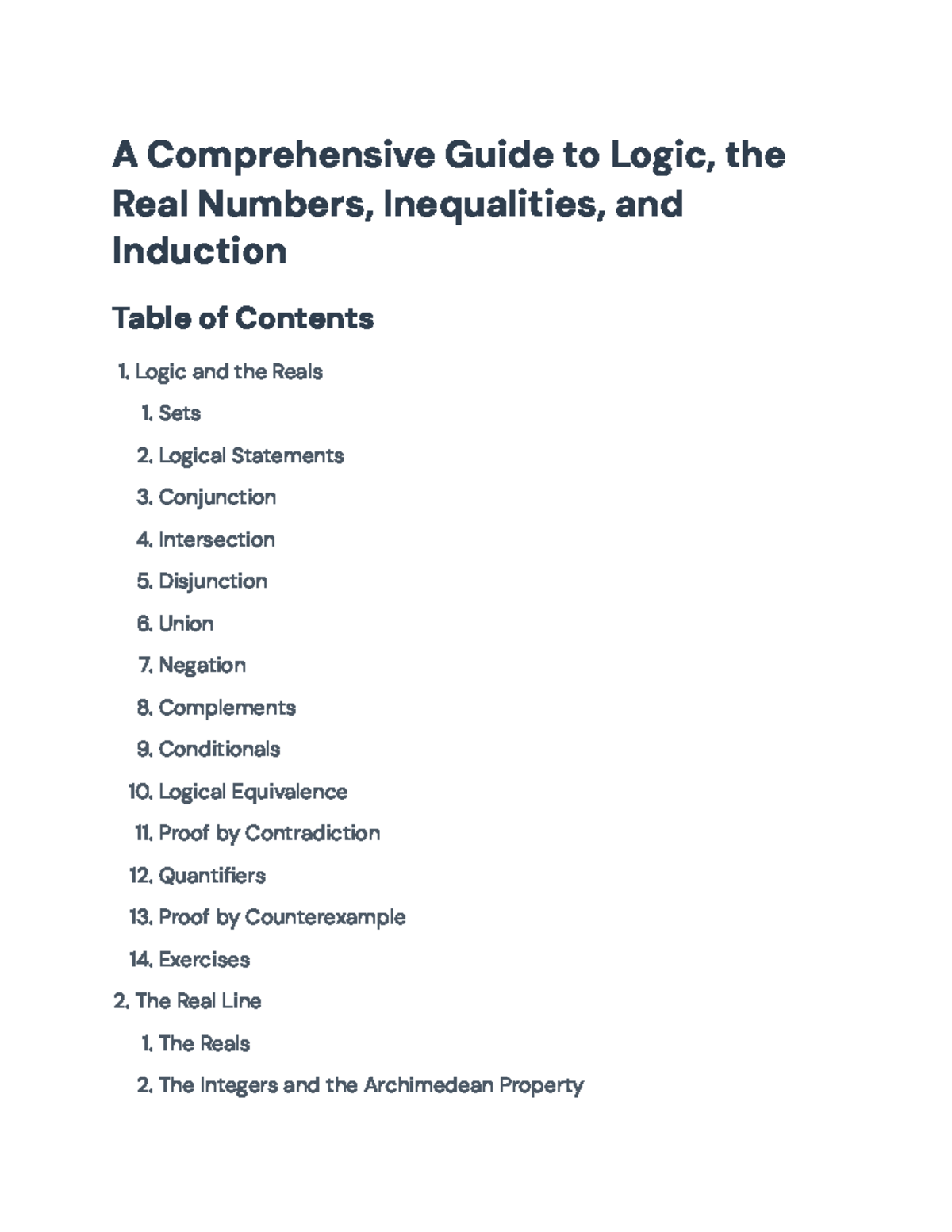 Comprehensive Logic and Real Numbers: A Guide to Proofs and Induction - A Comprehensive Guide to ...