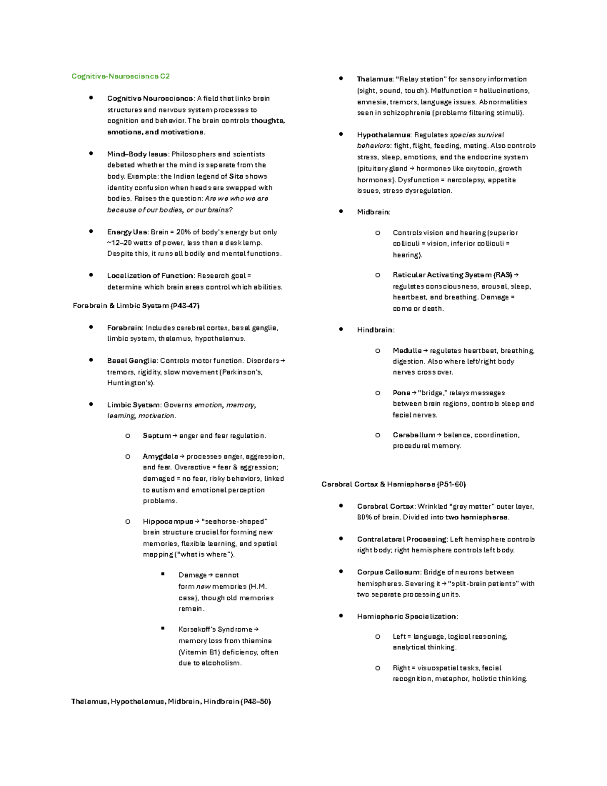 C2 Cognitive Neuroscience: Brain Structures and Cognition Insights ...
