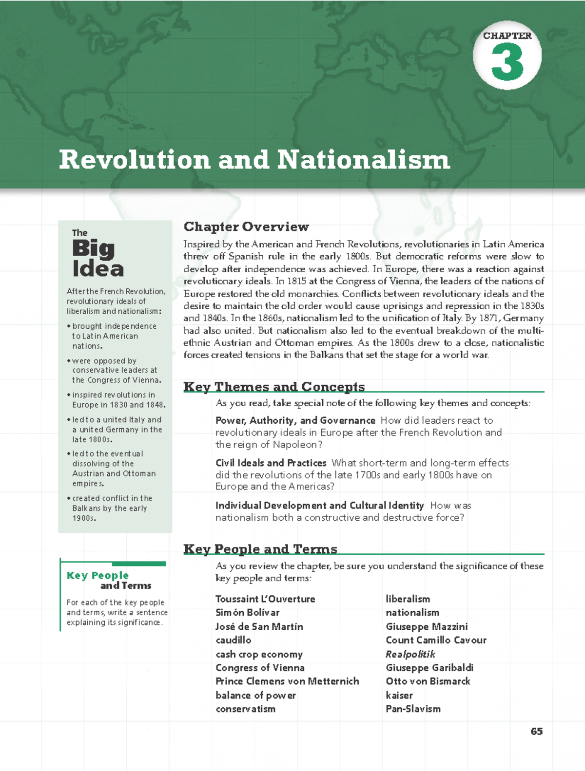 3 CHAPTER Revolution and Nationalism: Key Themes and Events in Europe ...