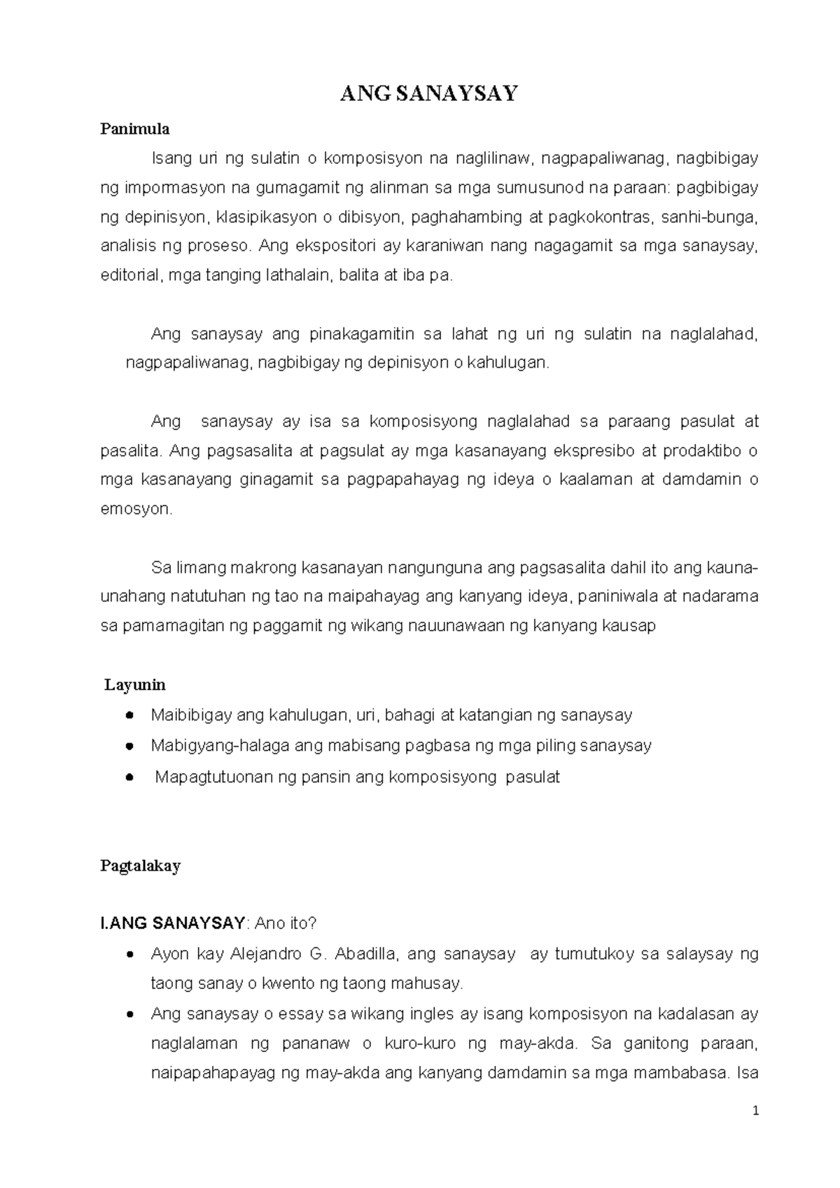 ANG SANAYSAY AT TALUMPATI: Pagsusuri at Pagtuturo ng mga Estratehiya ...