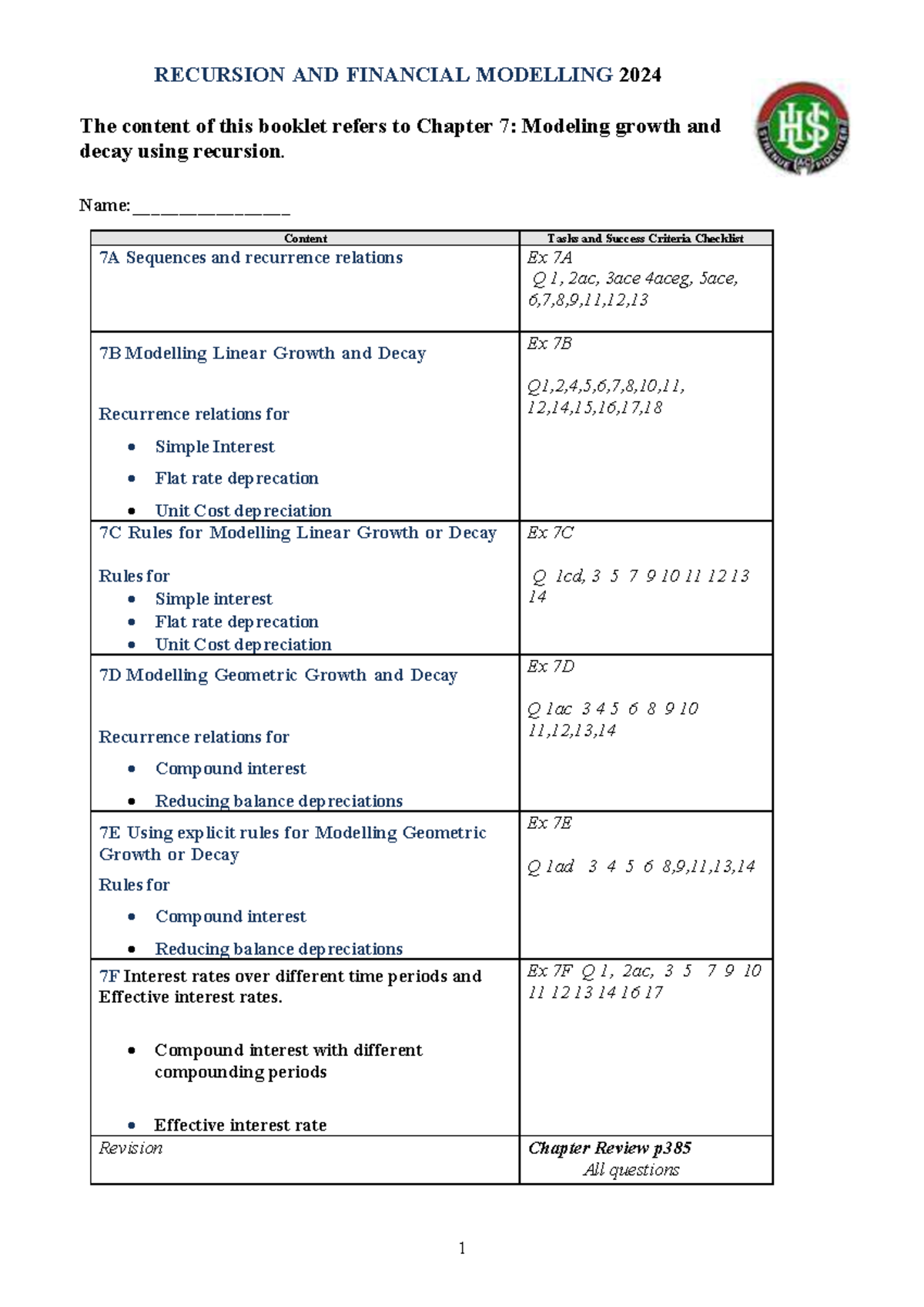 Chapter 7: Recursion & Financial Modelling (2024) - Growth & Decay - Studocu