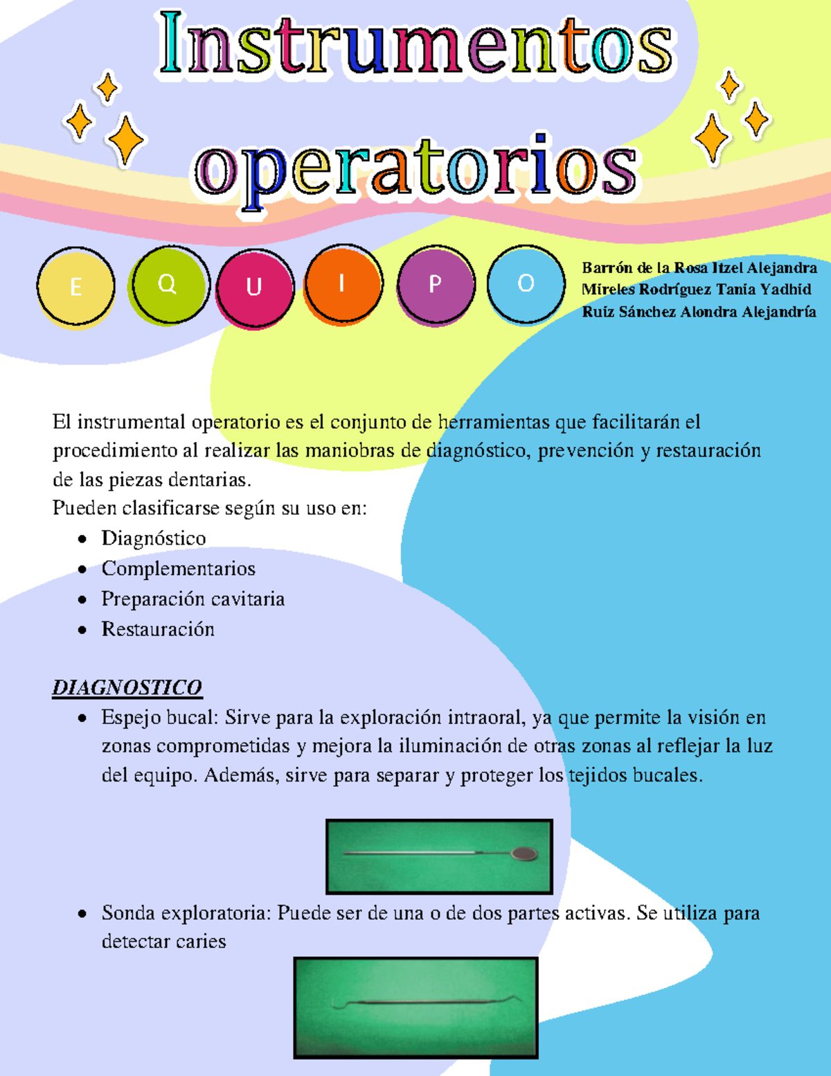 Instrumentos utilizados en operatoria dental - Introduccion a la ...