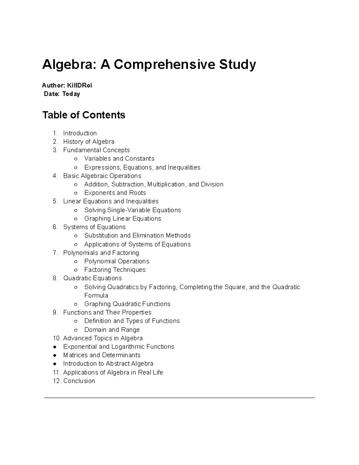 Algebra 101: A Comprehensive Study Guide for Students - Studocu