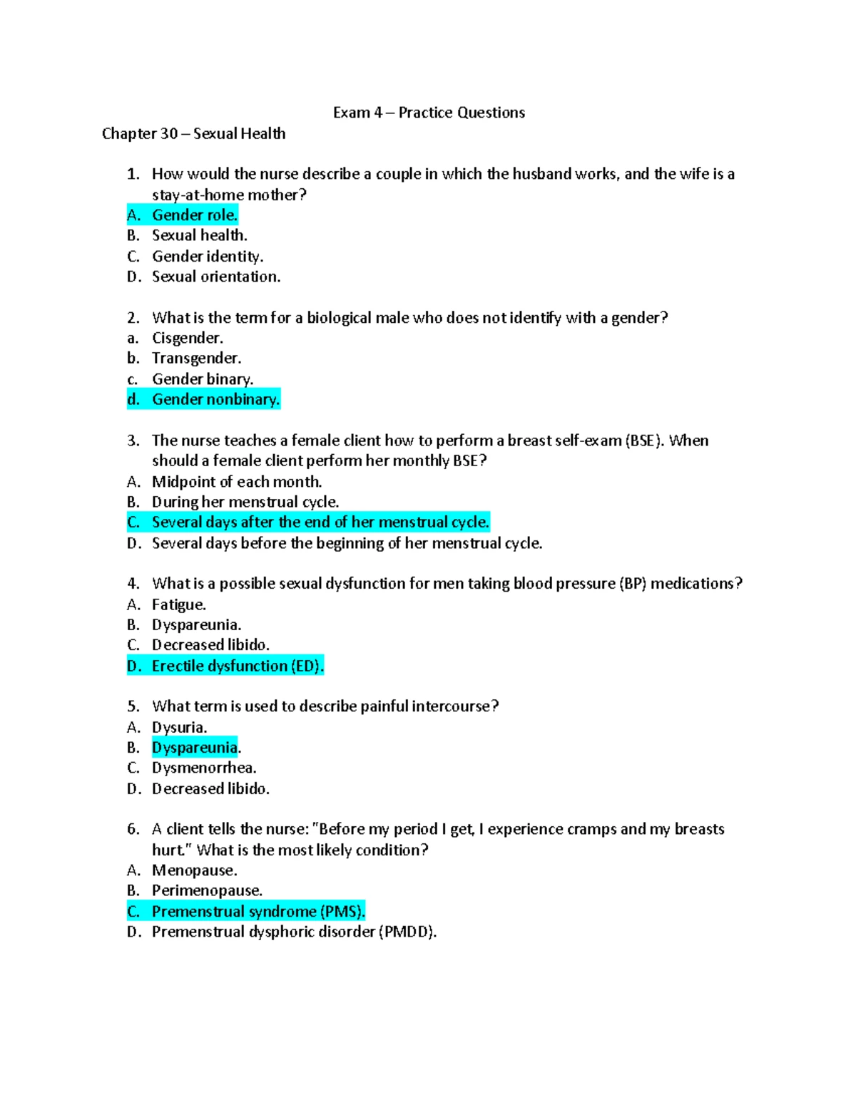 Practice Exam 1 - 101 120 Exam 1 Notes - Exam 1 Practice Questions ...
