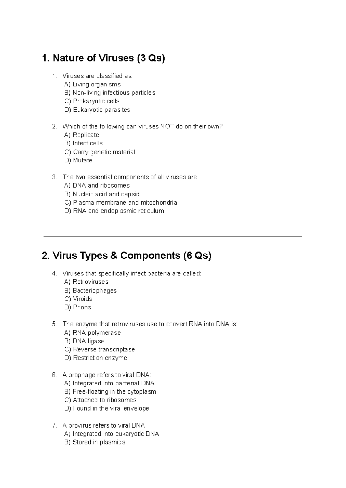 Viruses: Nature, Types, Infections, and Life Cycle (BIO101) - Studocu
