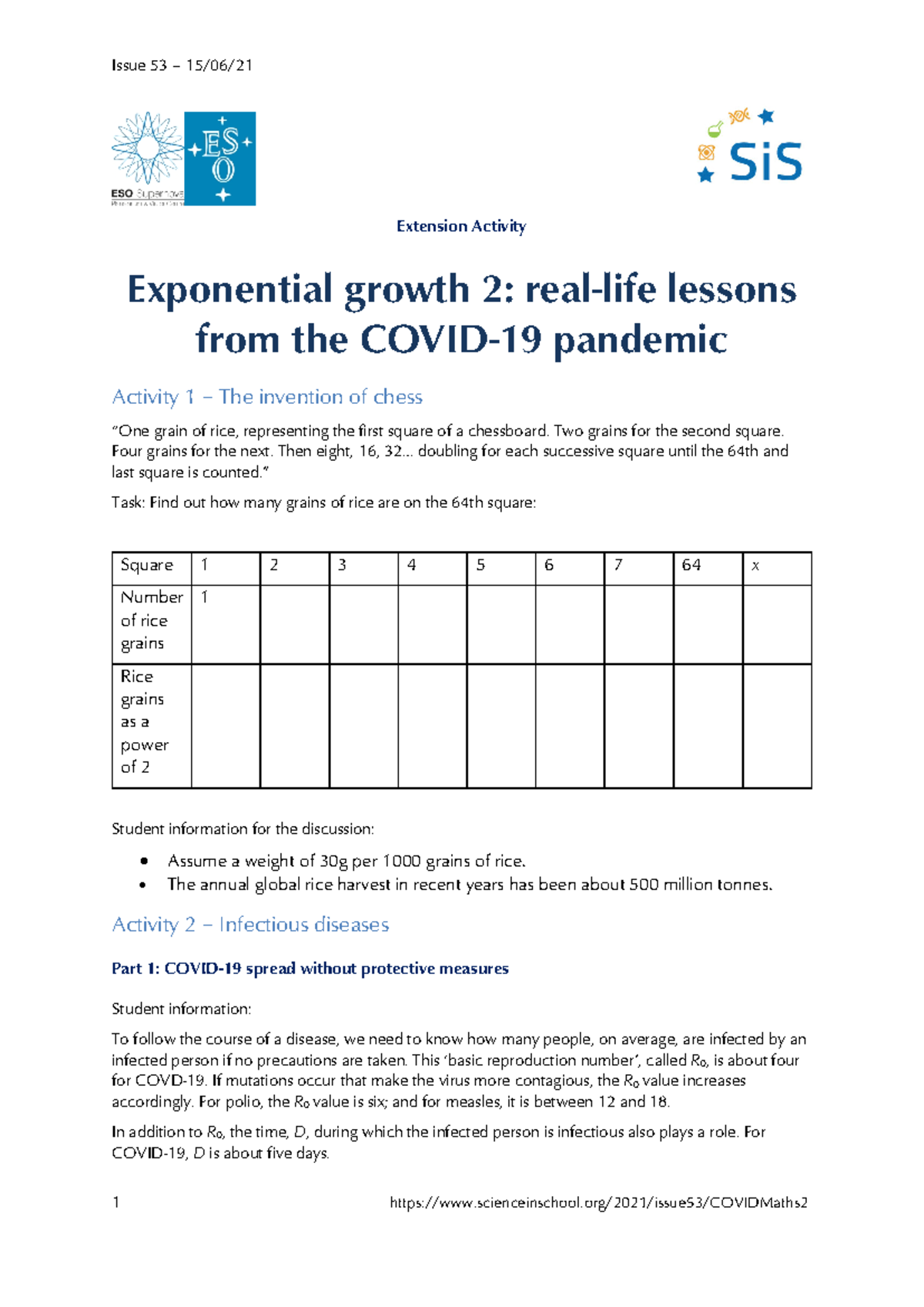 Worksheet 14-16: Exponential Growth & Pandemic Lessons Activity - Studocu