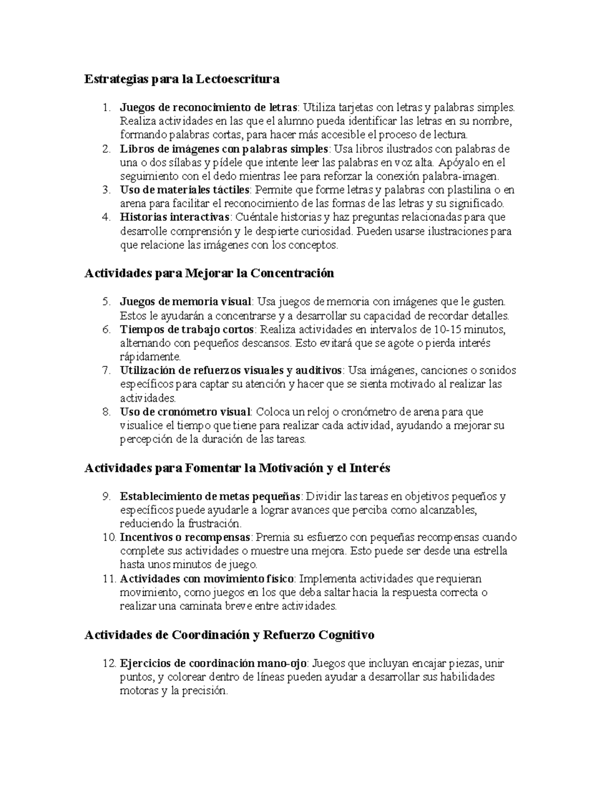 Estrategias para la Lectoescritura y matematicas niño - Estrategias ...