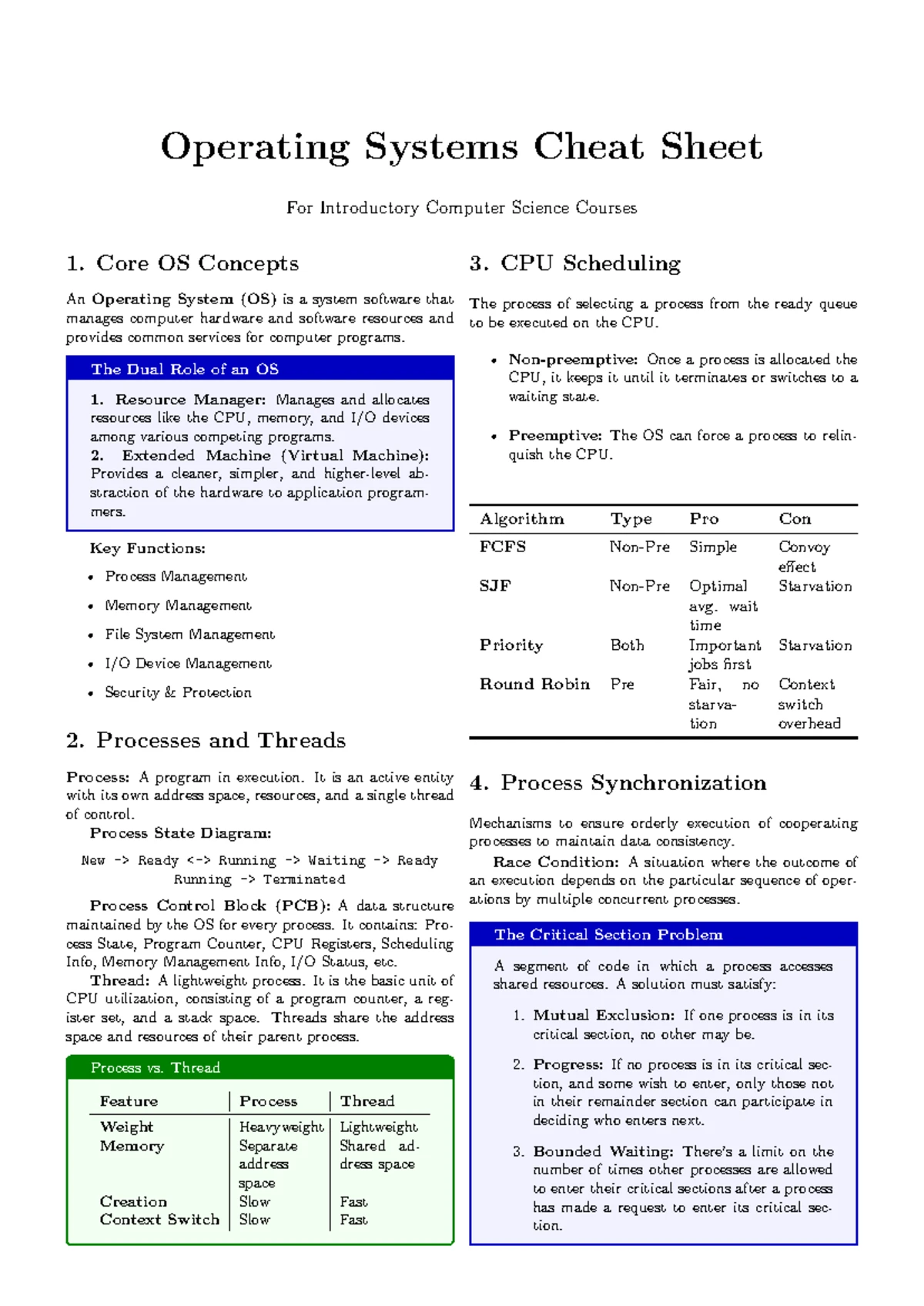 CSE332 Computer Architecture Cheat Sheet: Key Concepts & Components ...