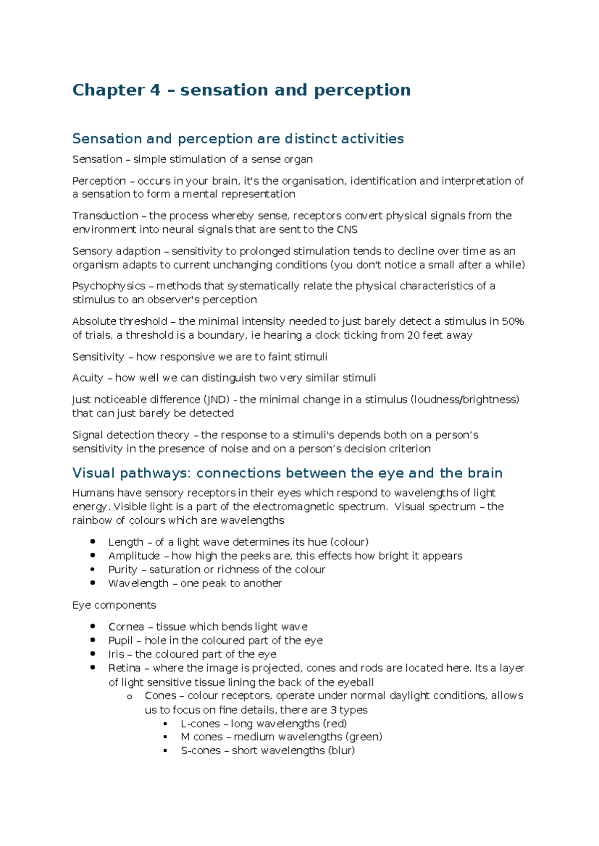 Chapter 4: Sensation and Perception - Understanding Human Senses ...