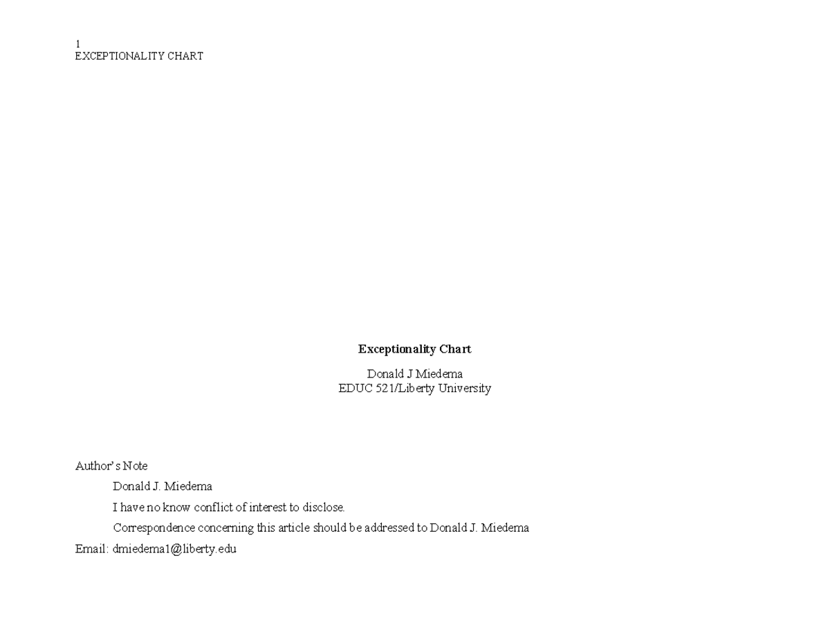 Exceptionality Chart Assignment (EDUC 1) - Comprehensive Overview - Studocu