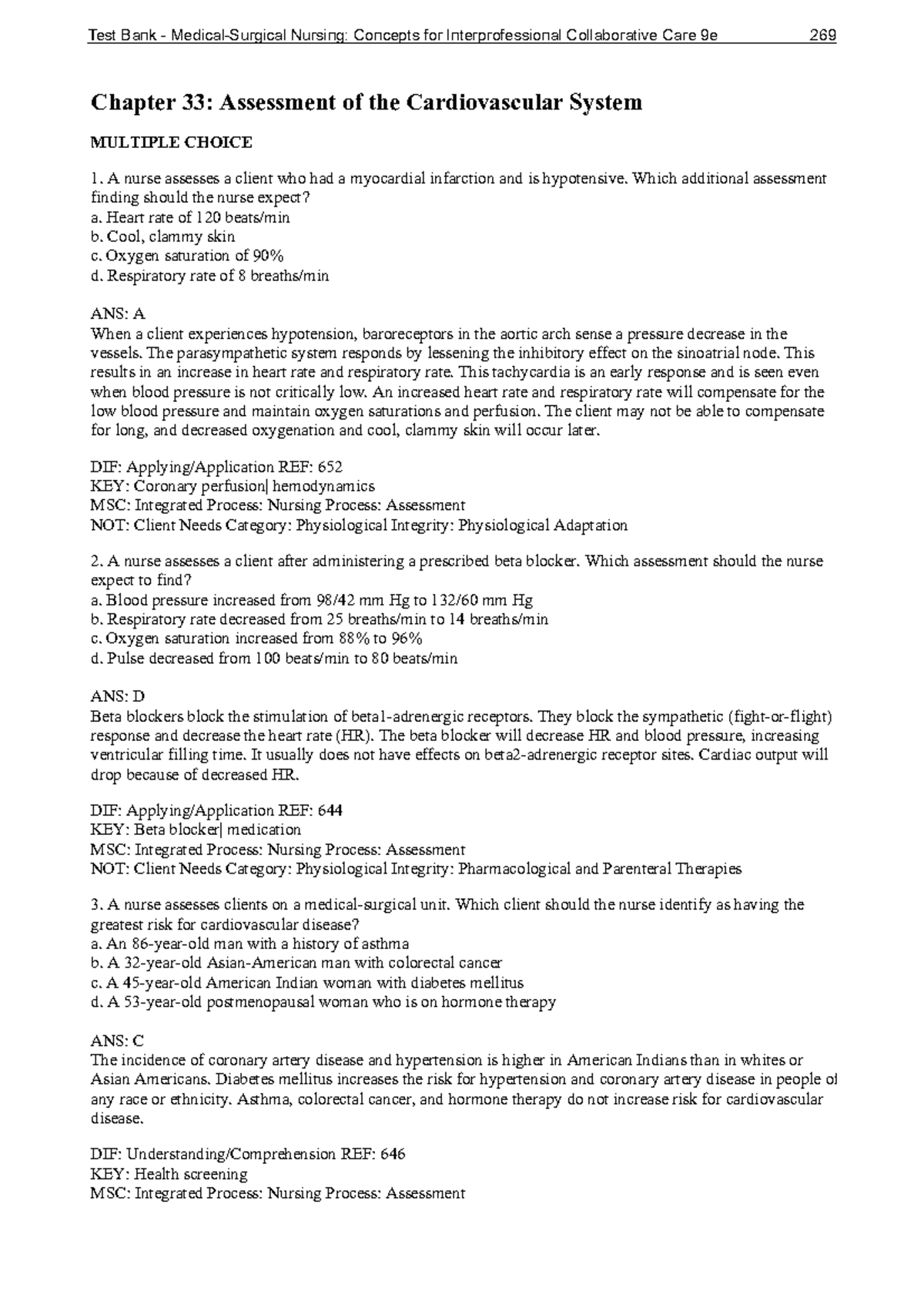 Chapter 33: Cardiovascular System Assessment & Key Nursing Concepts ...