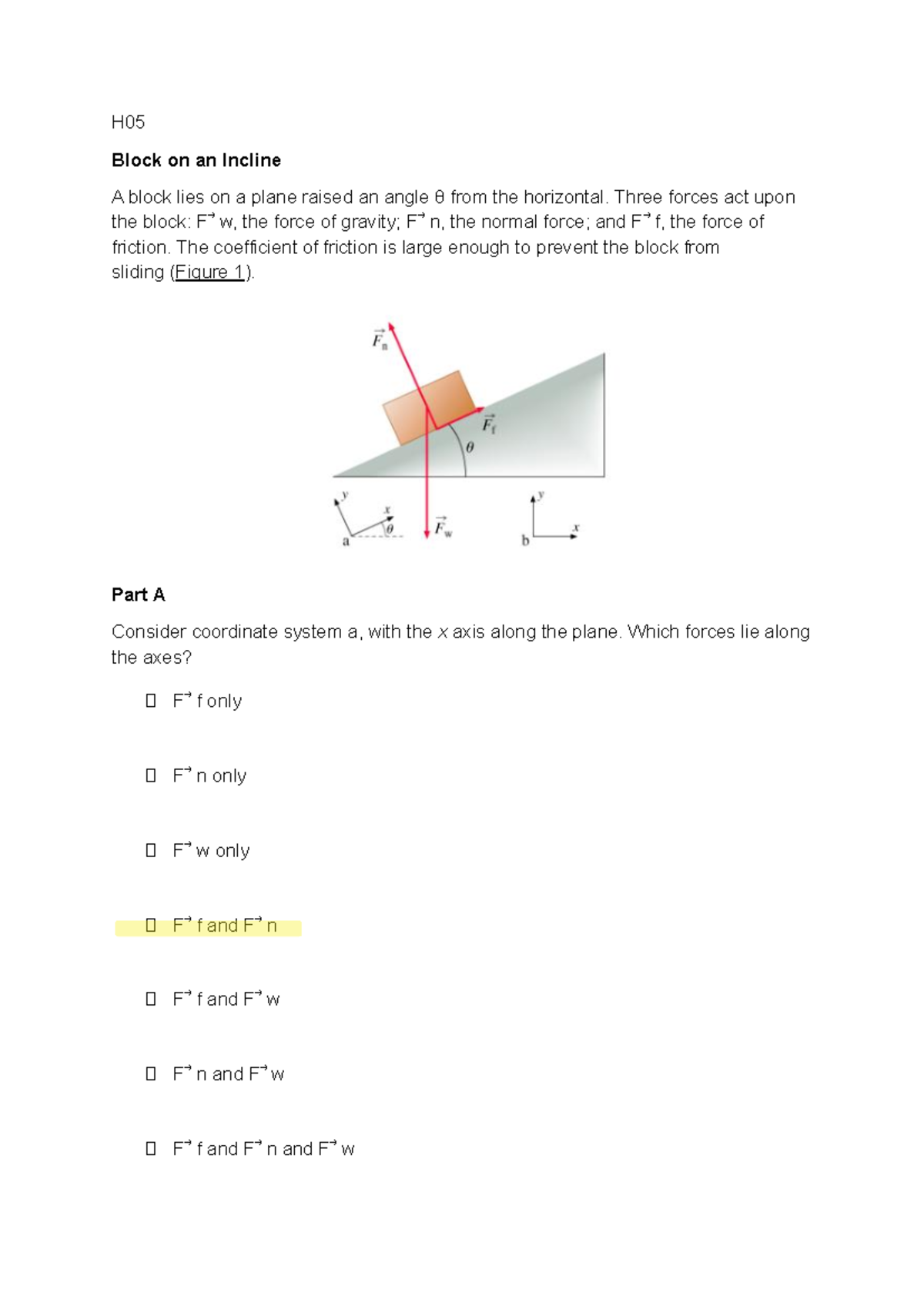H05 Physics Exercises: Forces on an Incline and Friction Analysis - Studocu