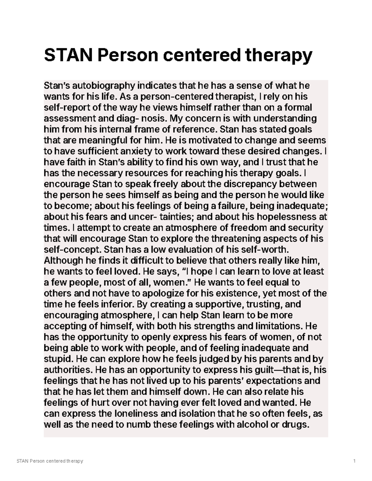 STAN PCT Case Study: Understanding Person-Centered Therapy Dynamics ...