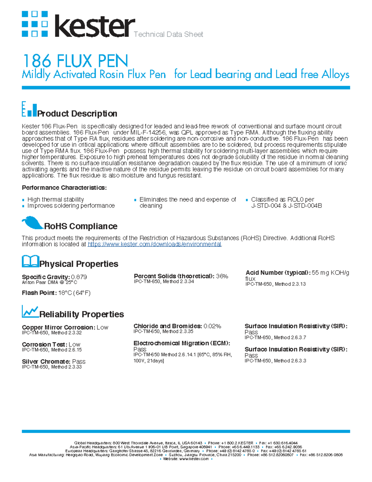 TDS 186: Technical data sheet for mildly activated rosin flux - Studocu