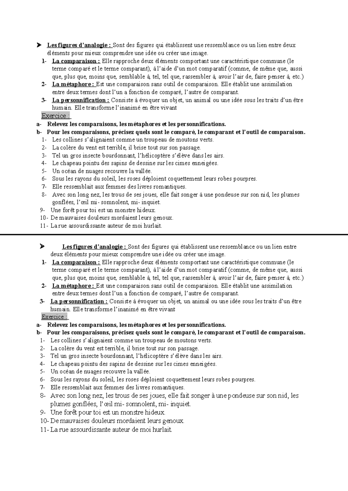 Les figures de style : Comparaisons, métaphores et personnifications ...