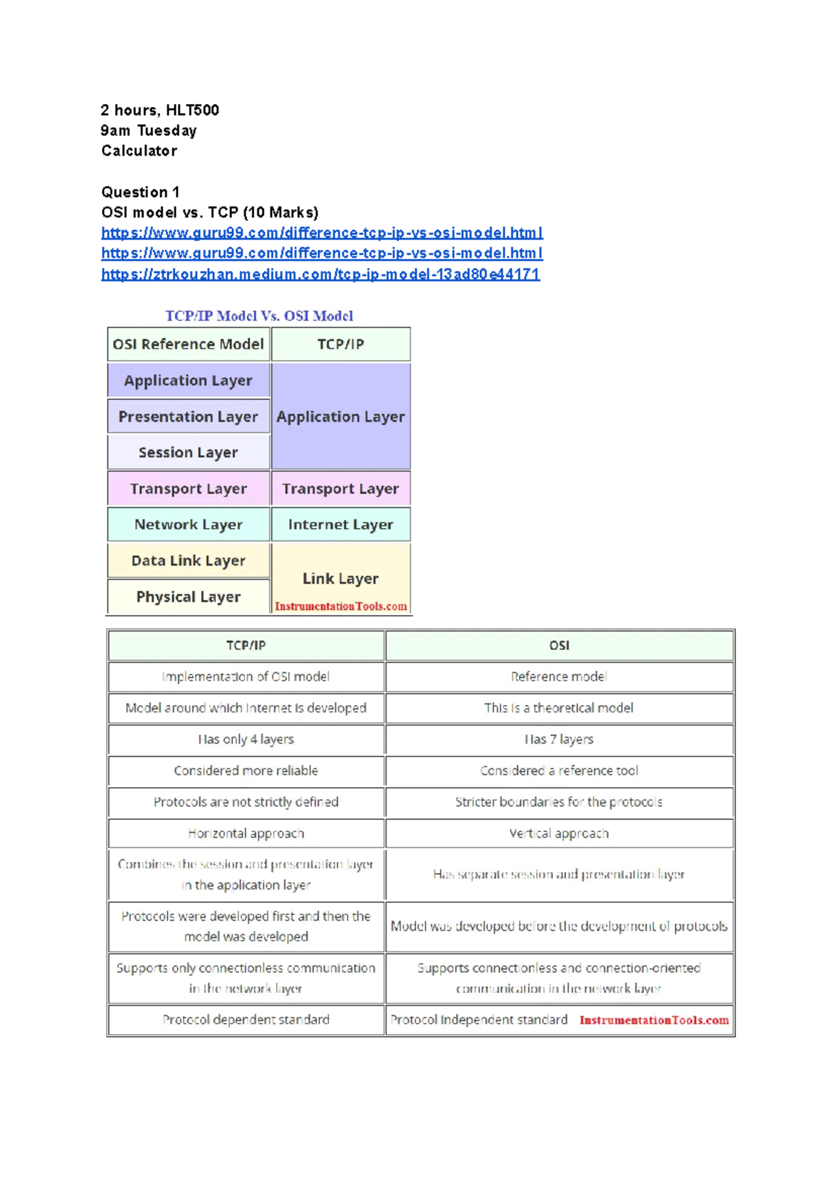 Networking revision - notes - 2 hours, HLT 9am Tuesday Calculator ...