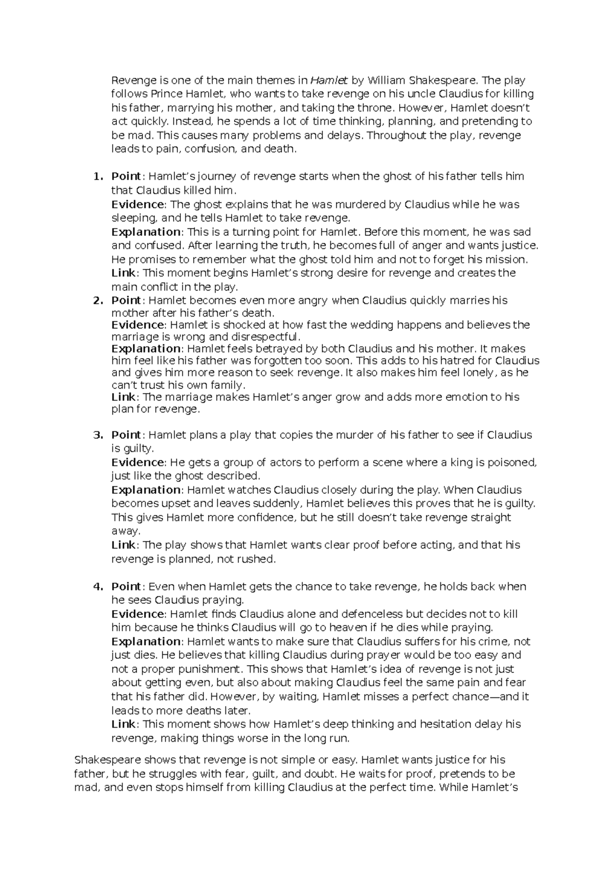 Hamlet (ENG 101) Literature Essay: The Complexity of Revenge - Studocu