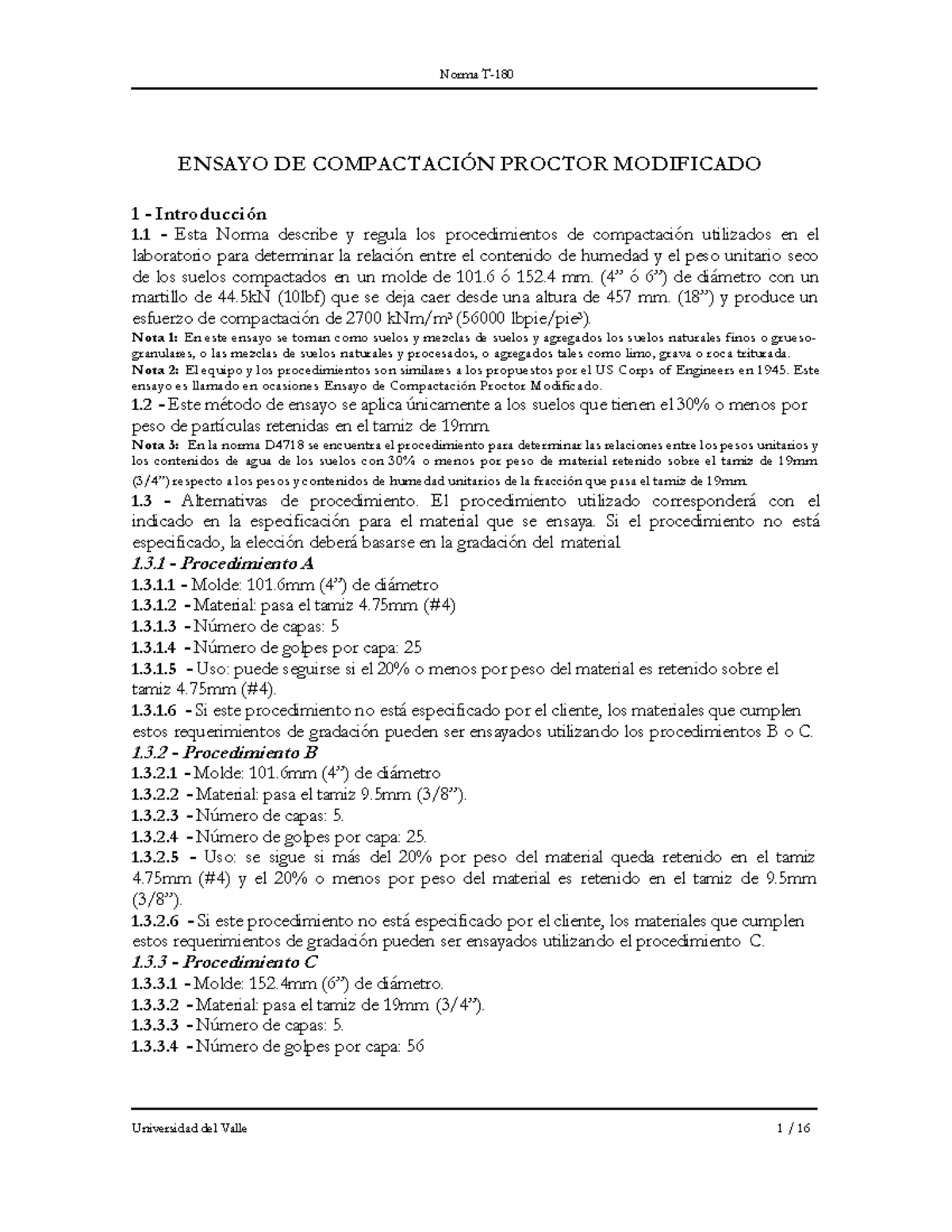 Aashto T180 - Norma de Ensayo Proctor Modificado para Compactación ...