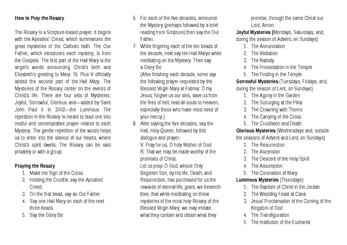 How to Pray the Rosary - It begins with the Apostles' Creed, which ...