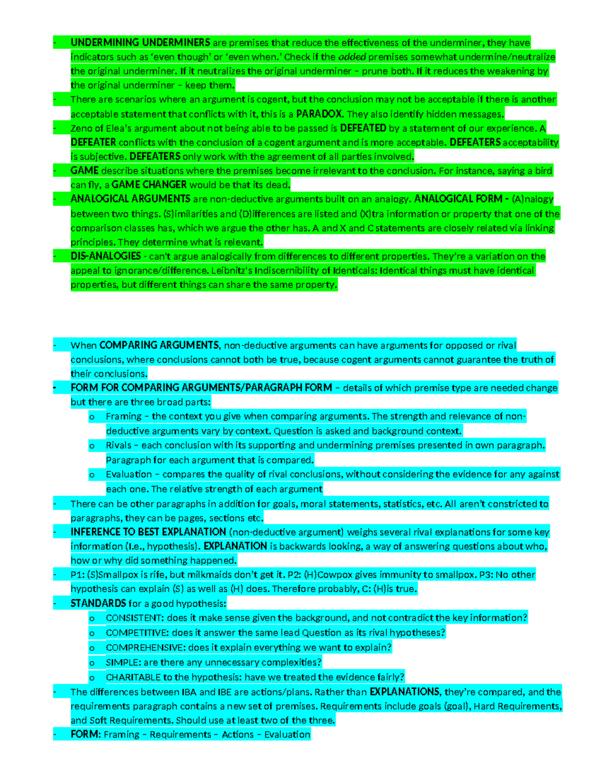 PHIL 105 - Final Exam Cheat Sheet - Summary of Critical Thinking ...