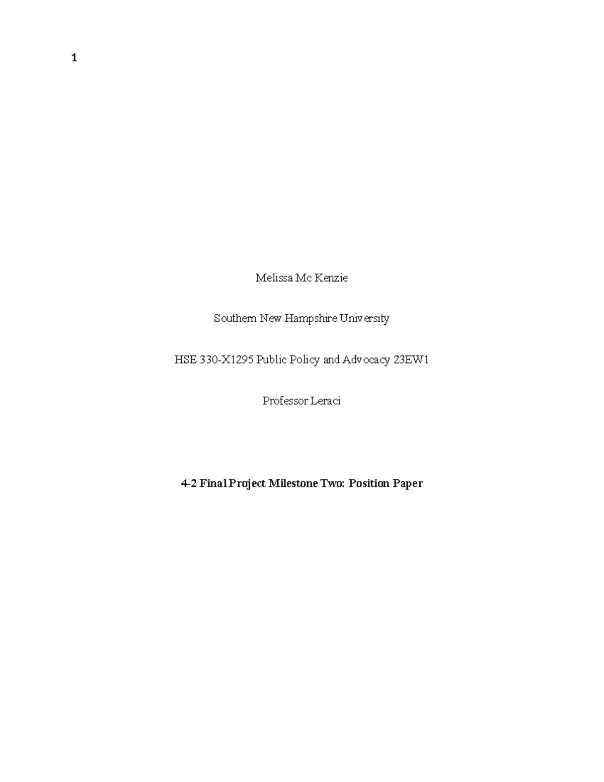 HSE 330 4-2 Final Project Milestone Two: In-Depth Position Paper - Studocu