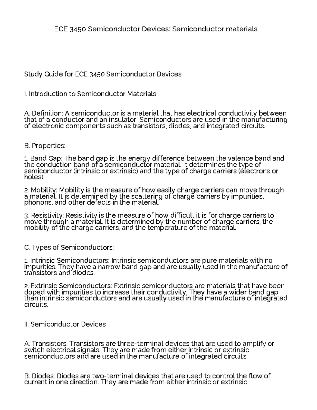Notes-ECE 3450 Semiconductor Devices- Semiconductor Materials - ECE ...